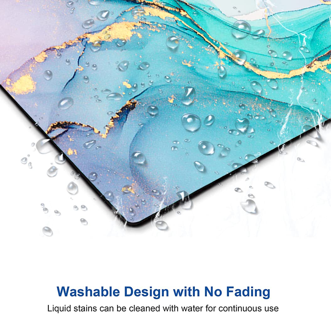 Armanza Mouse Pad, Cyan Blue Marble Mouse Pad, Washable Square Cloth Mousepad for Office Laptop, Non-Slip Rubber Base Mouse Pads for Wireless Mouse, Computer Mouse Pads for Desk