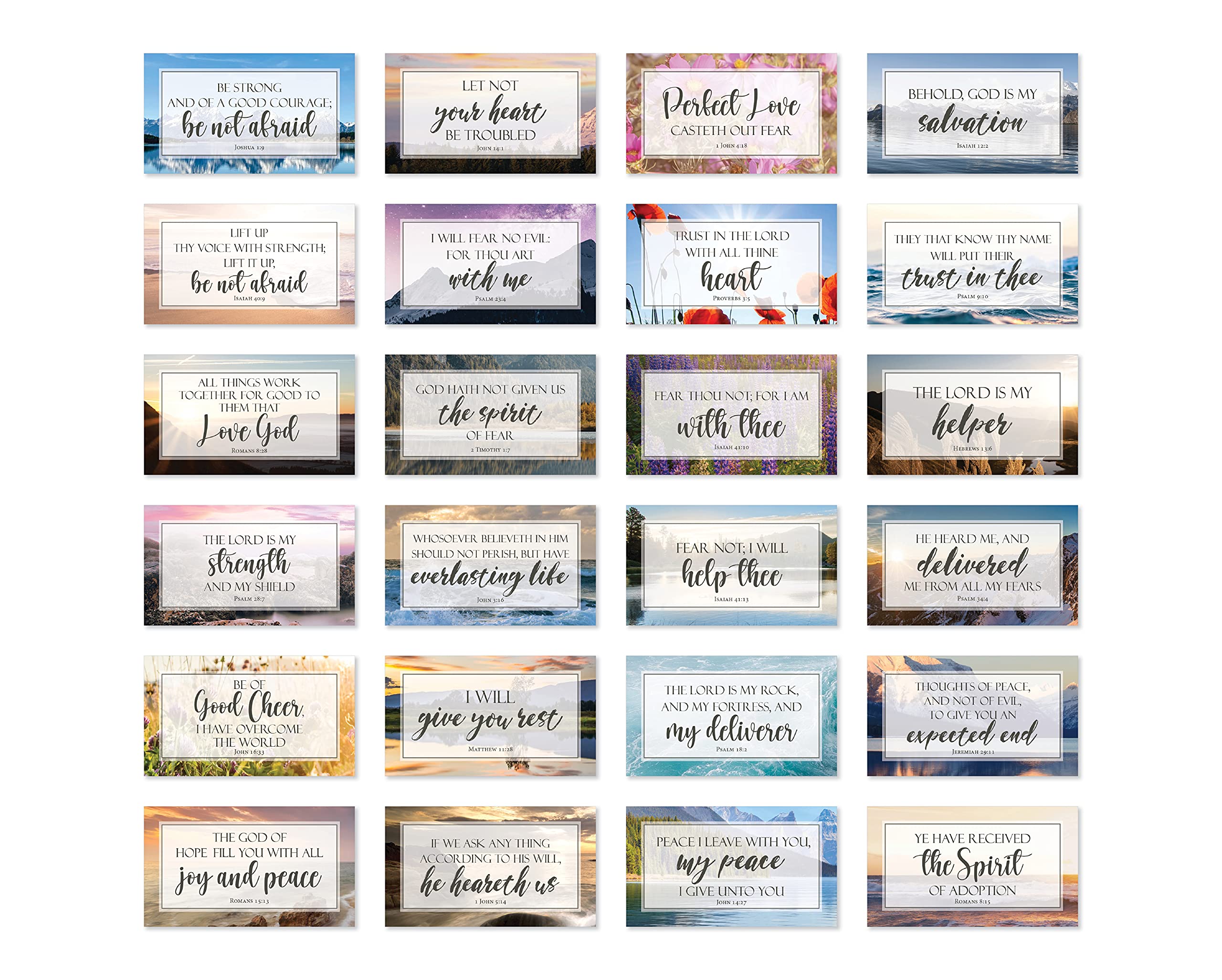 JBH Creations Be Not Afraid Bible Verse Cards with Full Scripture - Pack of 48