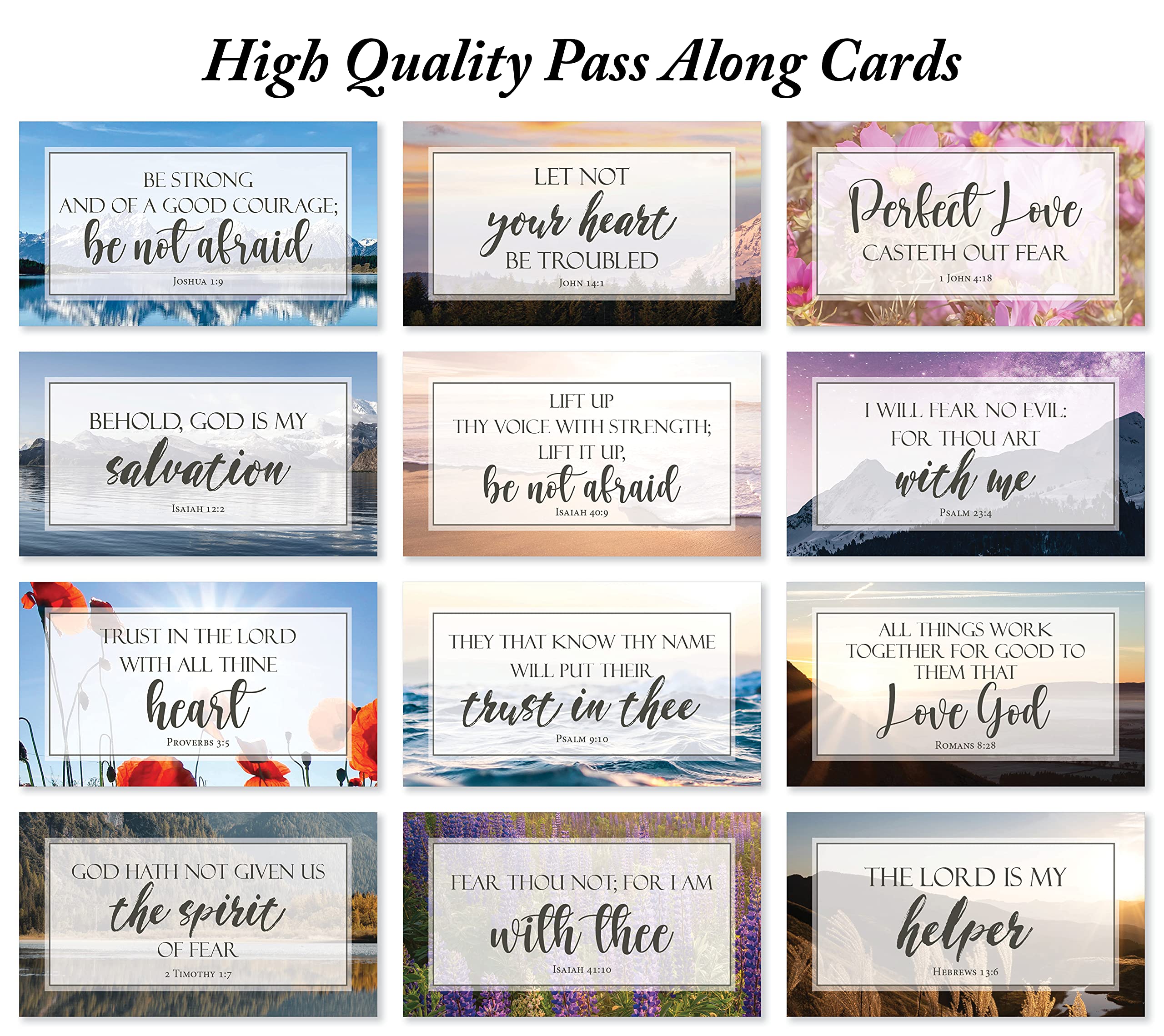 JBH Creations Be Not Afraid Bible Verse Cards with Full Scripture - Pack of 48
