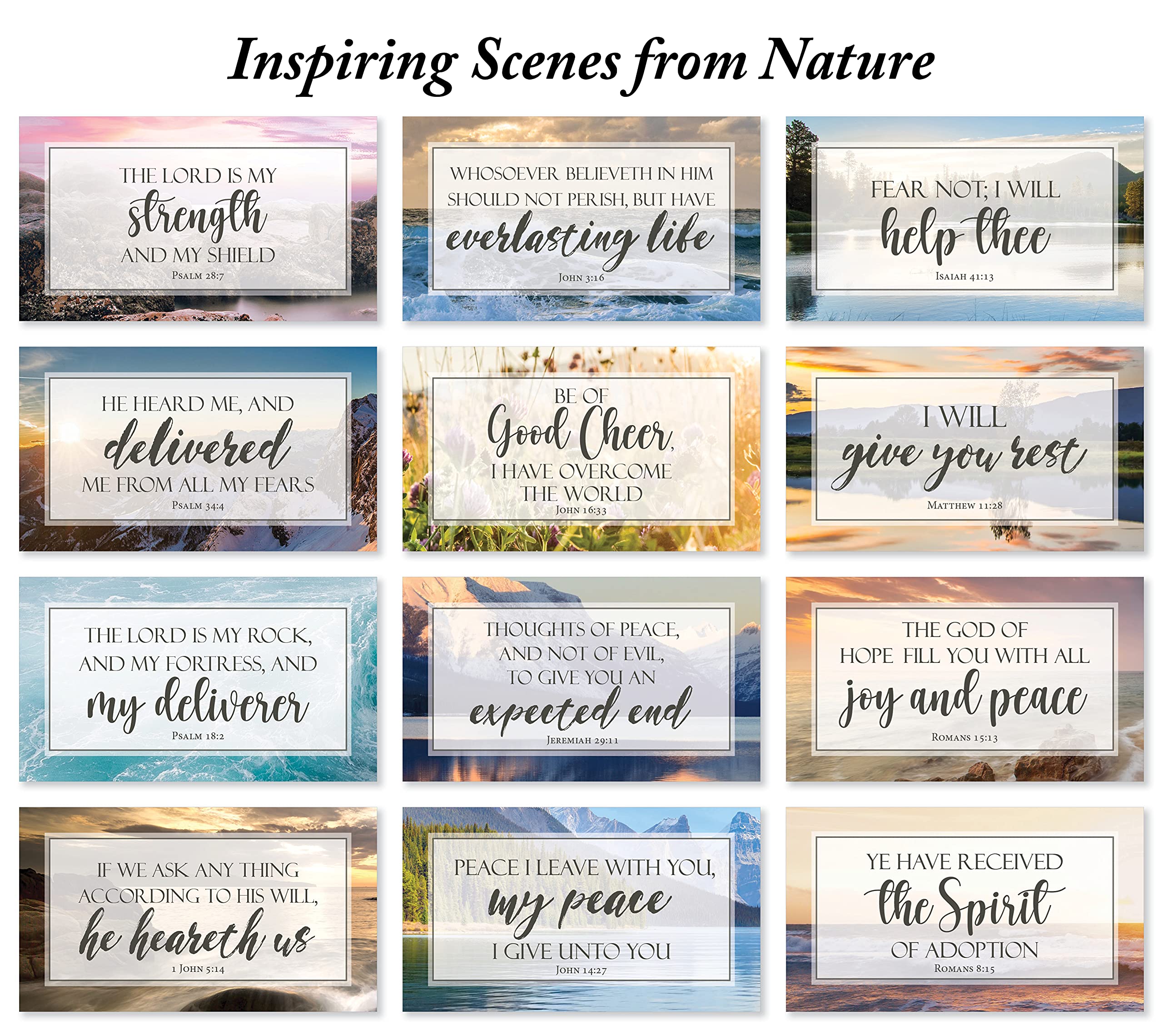 JBH Creations Be Not Afraid Bible Verse Cards with Full Scripture - Pack of 48