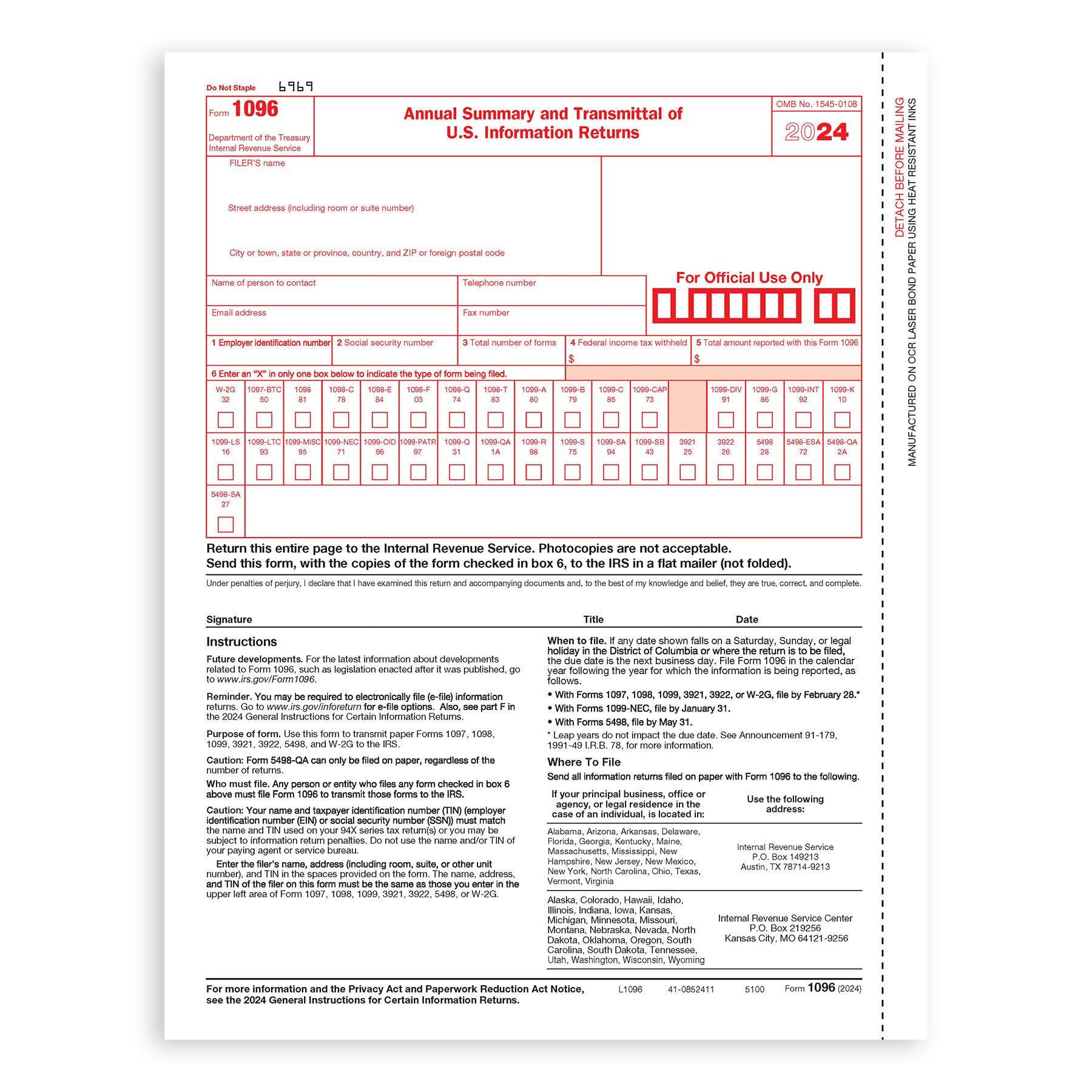 Blue Summit Supplies 1099 NEC Tax Forms 2022, 50 4 Part Tax Forms Kit, Compatible with QuickBooks and Accounting Software, 50 Self Seal Envelopes Included