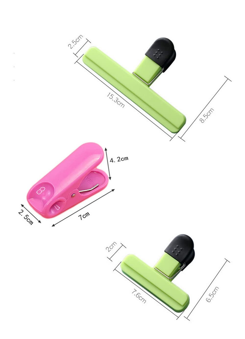 12 Pack Large Chip Bag Clips Set, Wmiwulien Assorted Sizes Food Bag Clips, Chip Clips, Plastic Heavy Seal Grip