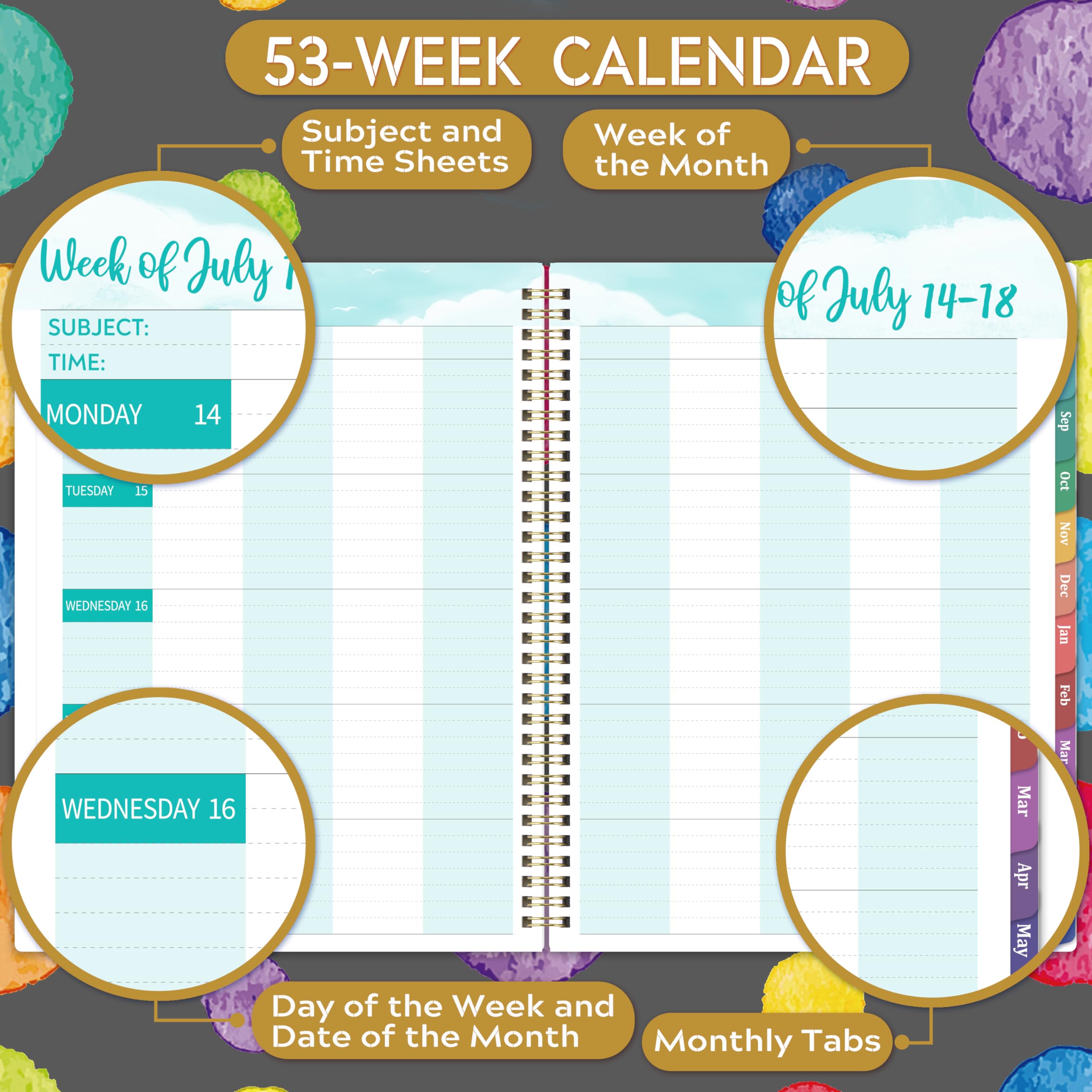 2023 Planner – Weekly and Monthly Planner 2023, Jan 2023 – Dec 2023, 2023 Weekly Monthly Planner with Monthly Tab, 8.46" x 6.37", Twin-Wire Binding, Thick Paper, Back Pocket, Elastic Closure - Black Pattern