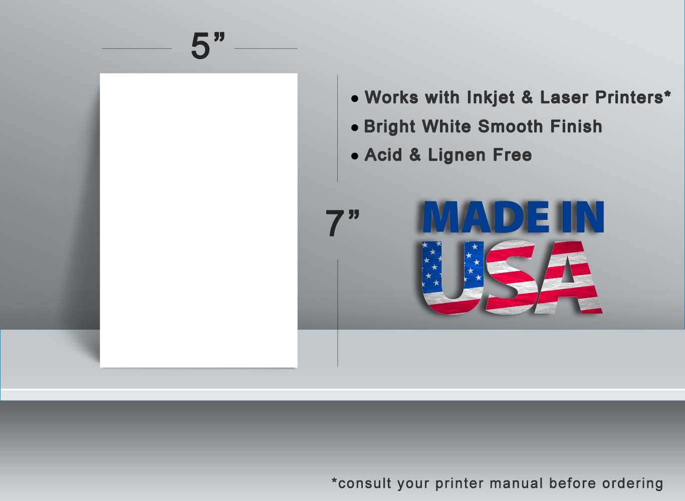 Heavyweight 80lb White 5" X 7" Cards/Invitations/Cardstock Sheets - 100 Pieces