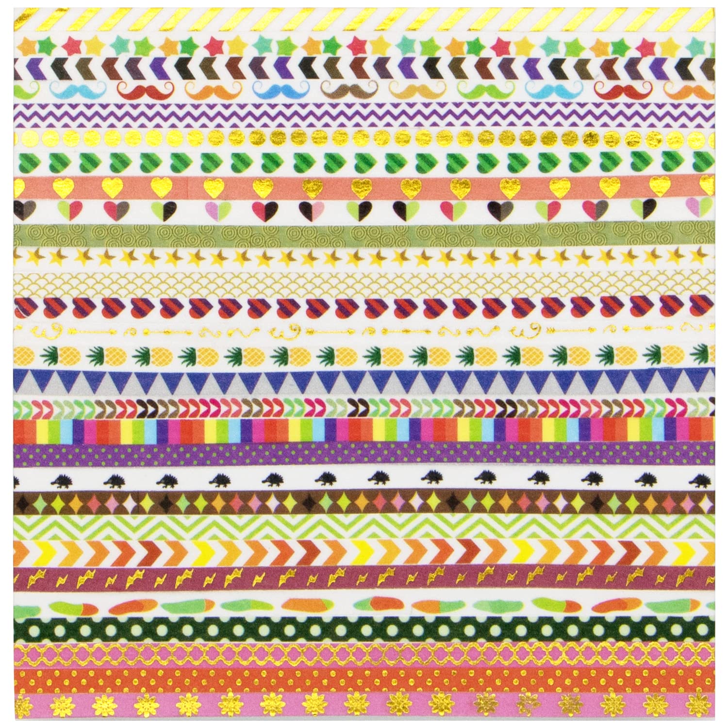 NANYNNU Cute 48 Rolls Washi Tape Set,Foil Gold Thin Decorative Masking Washi Tapes,3MM Wide DIY Paper Tape for DIY Craft Scrapbooking Gift Wrapping Planner