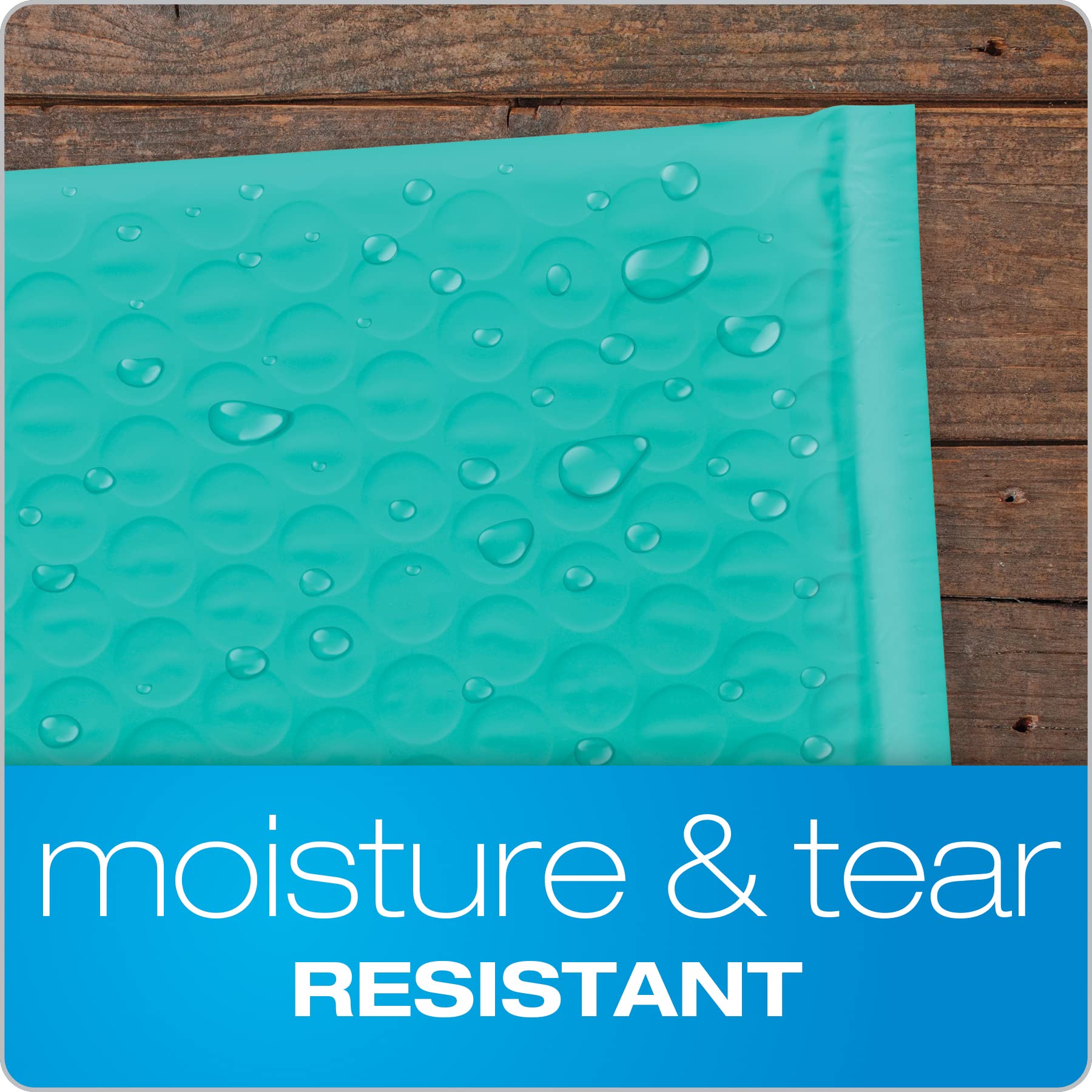 Quality Park Bubble Mailers, 8.25 x 11 Shipping Envelopes, Water Resistant Teal Poly Padded Envelopes, Redi-Strip Peel Off Closure, 25/Box (QUA85860)