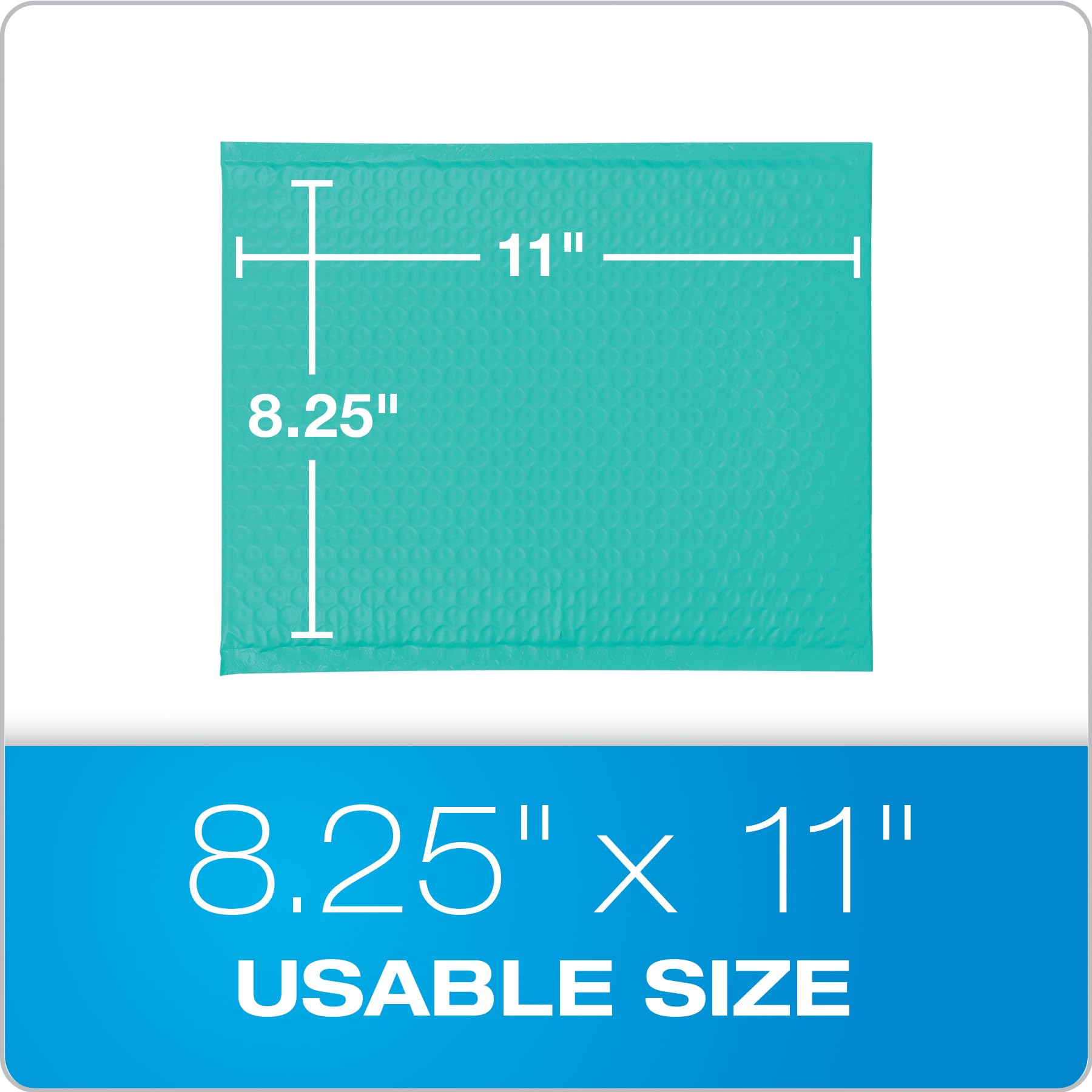 Quality Park Bubble Mailers, 8.25 x 11 Shipping Envelopes, Water Resistant Teal Poly Padded Envelopes, Redi-Strip Peel Off Closure, 25/Box (QUA85860)