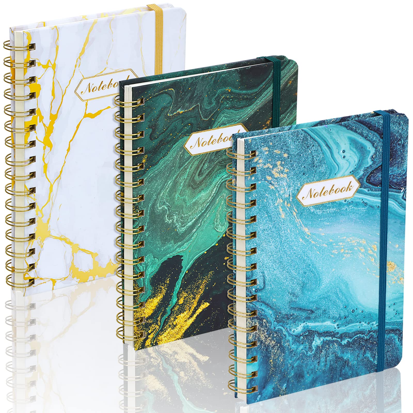 EOOUT 3 Pack A5 Spiral Notebook, Journals for Women, Ruled Notebook, 6"x 8.5", 160 Pages, Marble Pattern, Back Pocket, 100gsm Paper, for Office, School Supplies