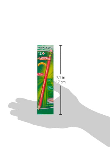 Ticonderoga Erasable Checking Pencils with Eraser, Pre-sharpened, Red, 12-Pack (14259)