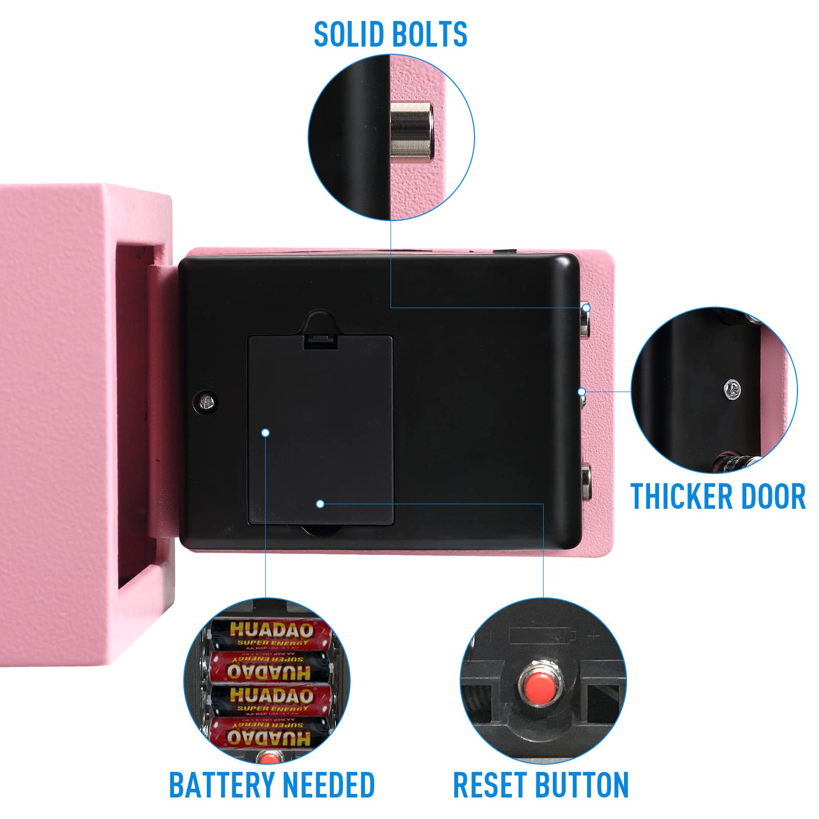 TENAMIC Safe Box 0.23 Cubic Feet Electronic Digital Security Box, Keypad Lock Box Cabinet Safes, Solid Alloy Steel Office Hotel Home Safe, Pink
