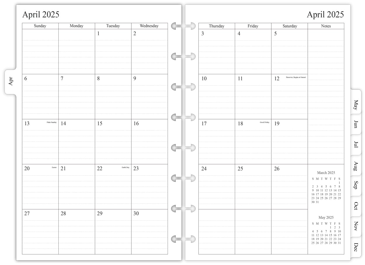 2023 Monthly Planner Refill for 8-Disc Junior Size Discbound Notebooks, Two Pages Per Month, 5-1/2" x 8-1/2"