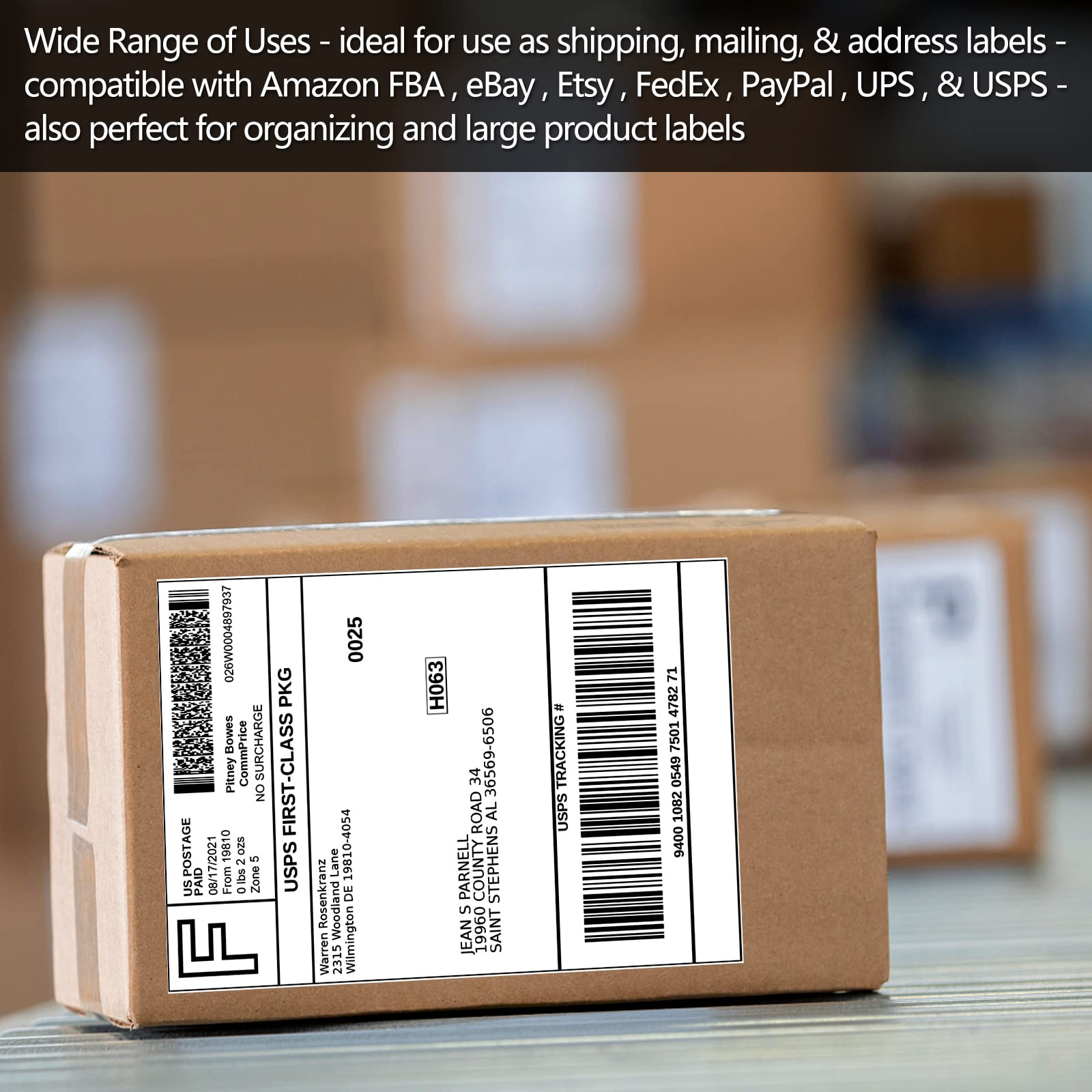 SJPACK 1000 Half Sheet Self Adhesive Shipping Labels 8.5" x 5.5" Address Labels for Laser & Inkjet Printers