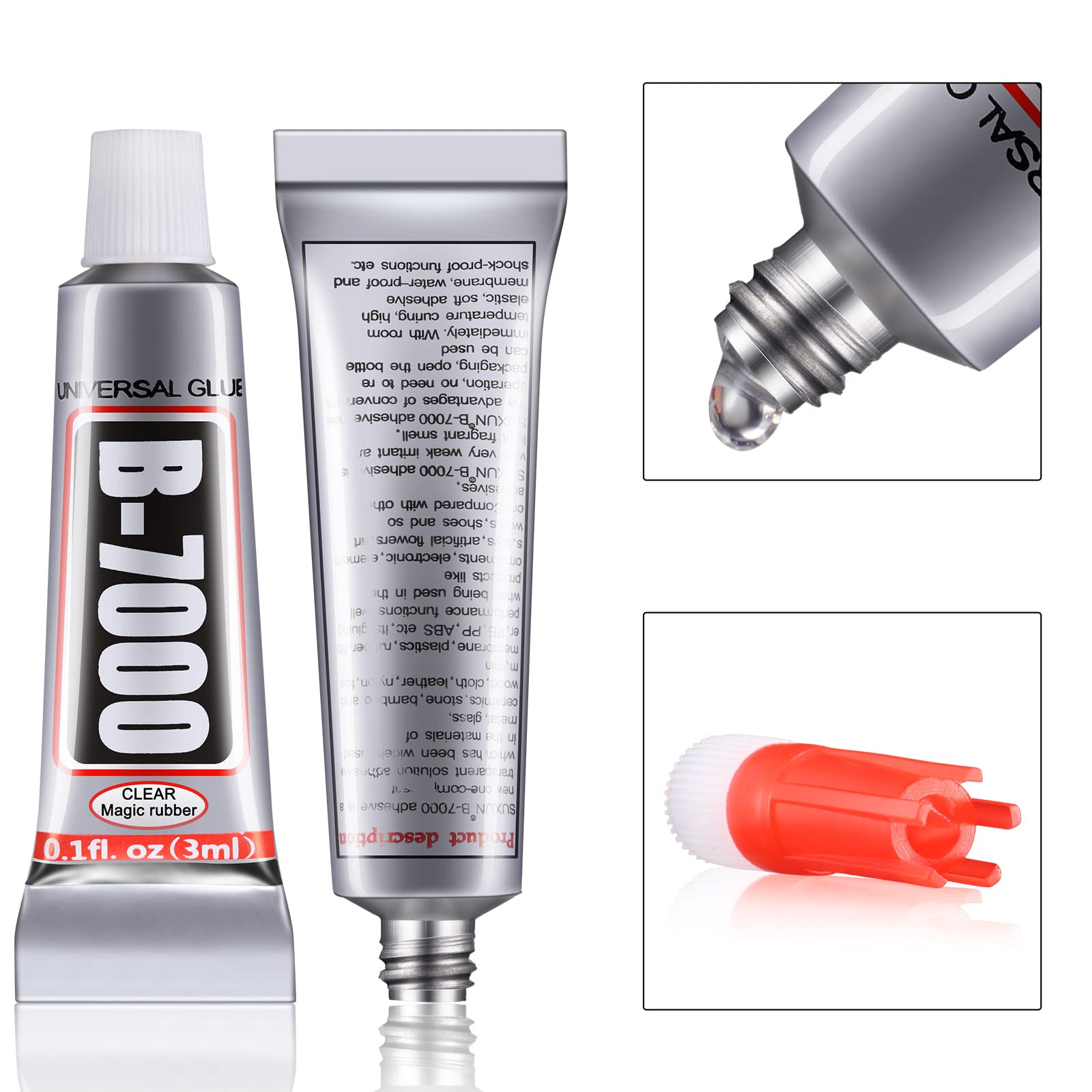 40 Pieces B-7000 Adhesive Multi-Function Glues Paste Adhesive in 3ml for DIY Craft Glass, Wooden, Manicure, Jewelry Making Supplies
