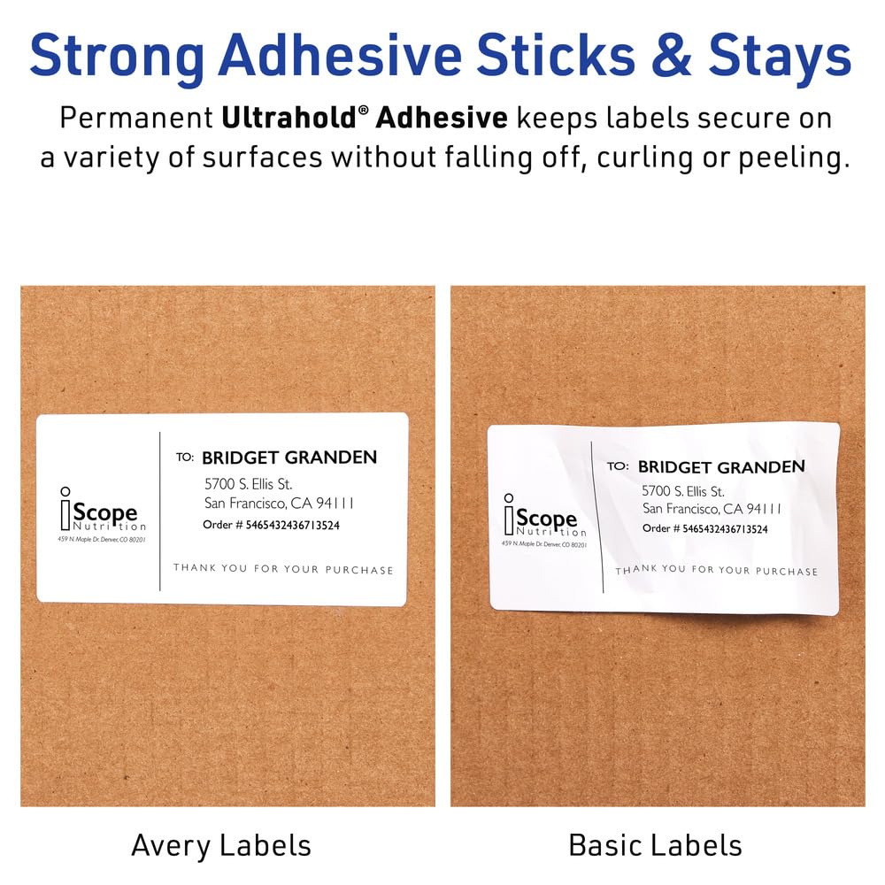 Avery Waterproof Shipping Labels with Sure Feed & TrueBlock 2" x 4", 100 White Laser Labels (15513)