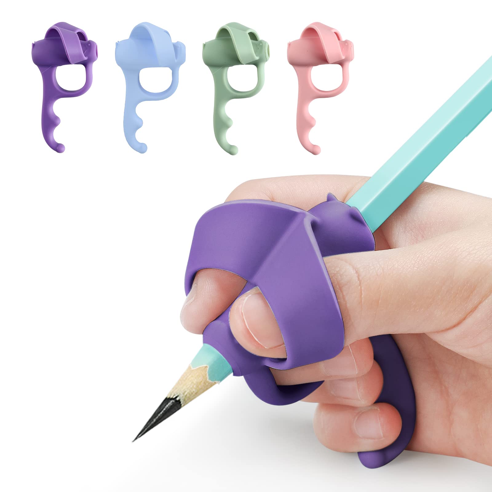 Pencil Grips for Kids Handwriting ZZWS Ergonomic 5 Fingers Pencil Grippers Posture Correction Writing Aid Grips for Toddler,Pen Grips for Beginners,School Supplies,Classroom Must Haves(4pcs)