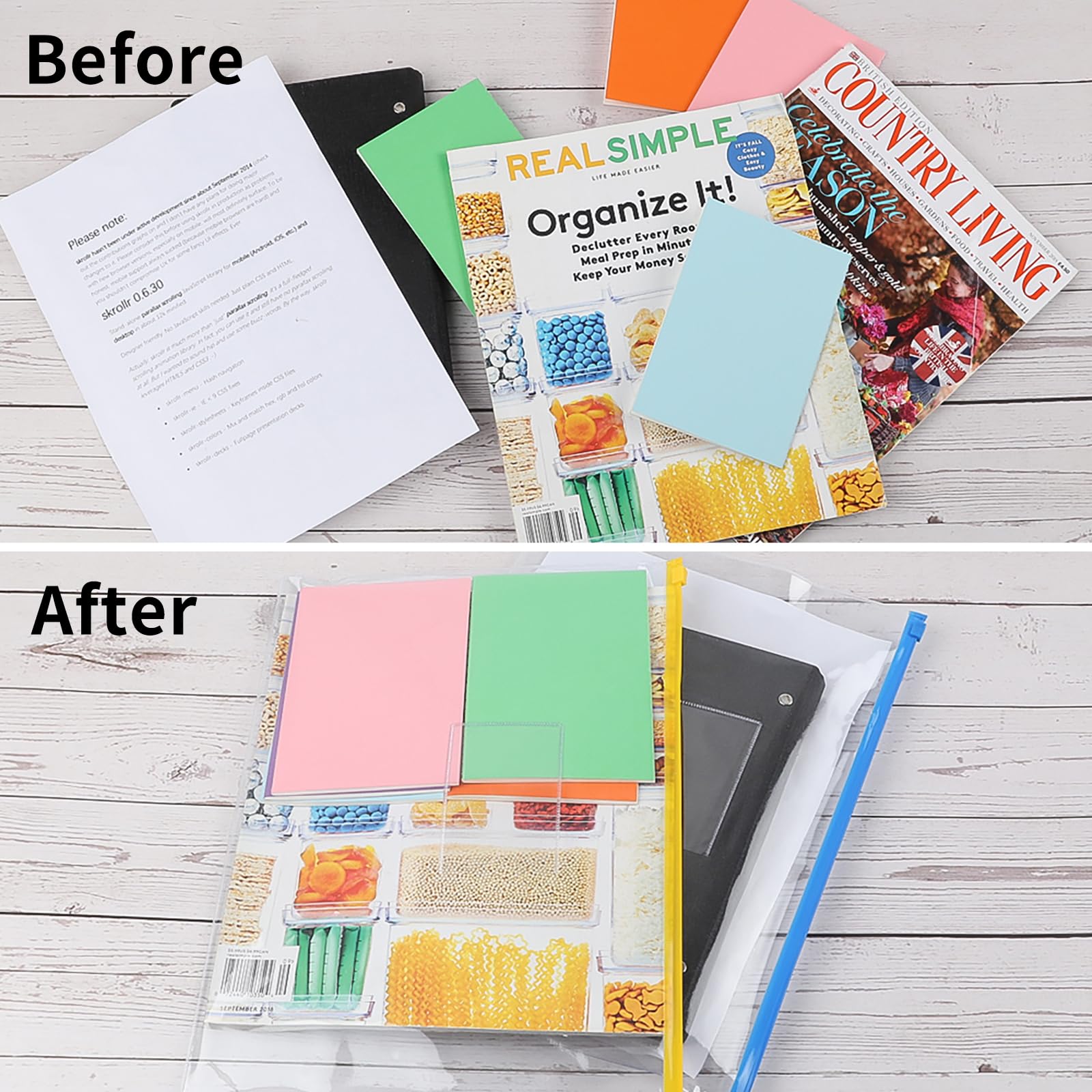 EOOUT 36pcs Plastic Envelopes Poly Zip Envelope Zipper File Folders, A4, Letter Size, 11 Colors, for School and Office Supplies