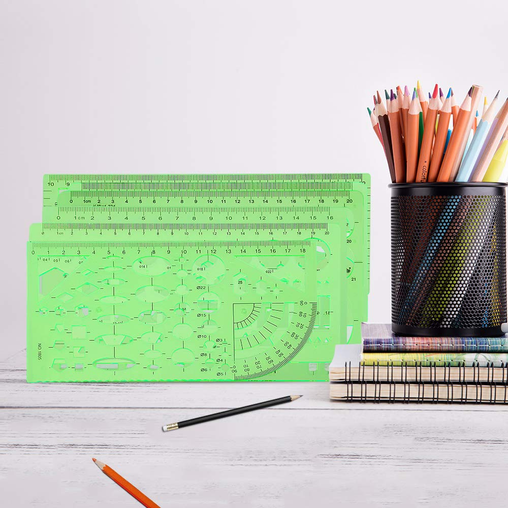 Geometric Drawings Templates Measuring Geometry Rulers 15 Pcs with 1 Pack File Bag for Design School Studying Office Buildingā¦
