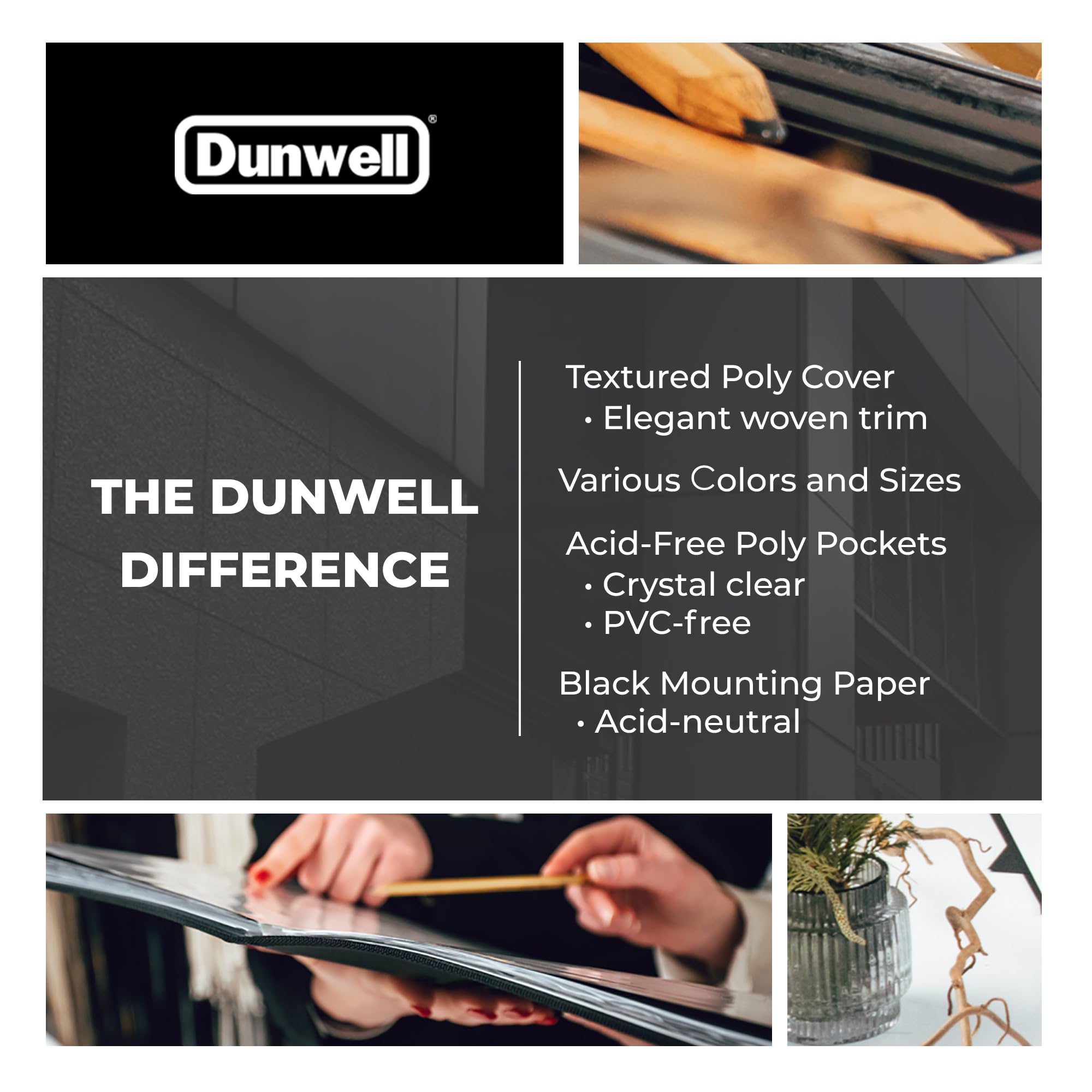Dunwell Art Portfolio 9x12 Folder - (Black), Portfolio Folder for Artwork, Presentation Book with 9 x 12" Sheet Protectors, 24 Pockets Display 48 Pages, Binder for Kids Art, Drawing Binder