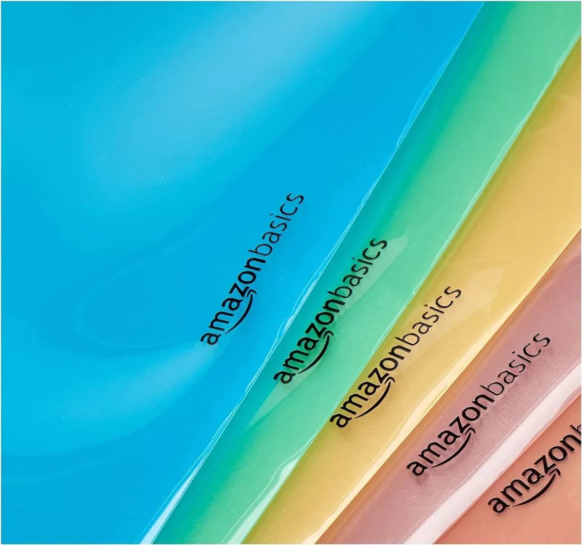 Amazon Basics Two Pocket Plastic Dividers with 5 Tabs, Multicolor, Pack of 3 Sets