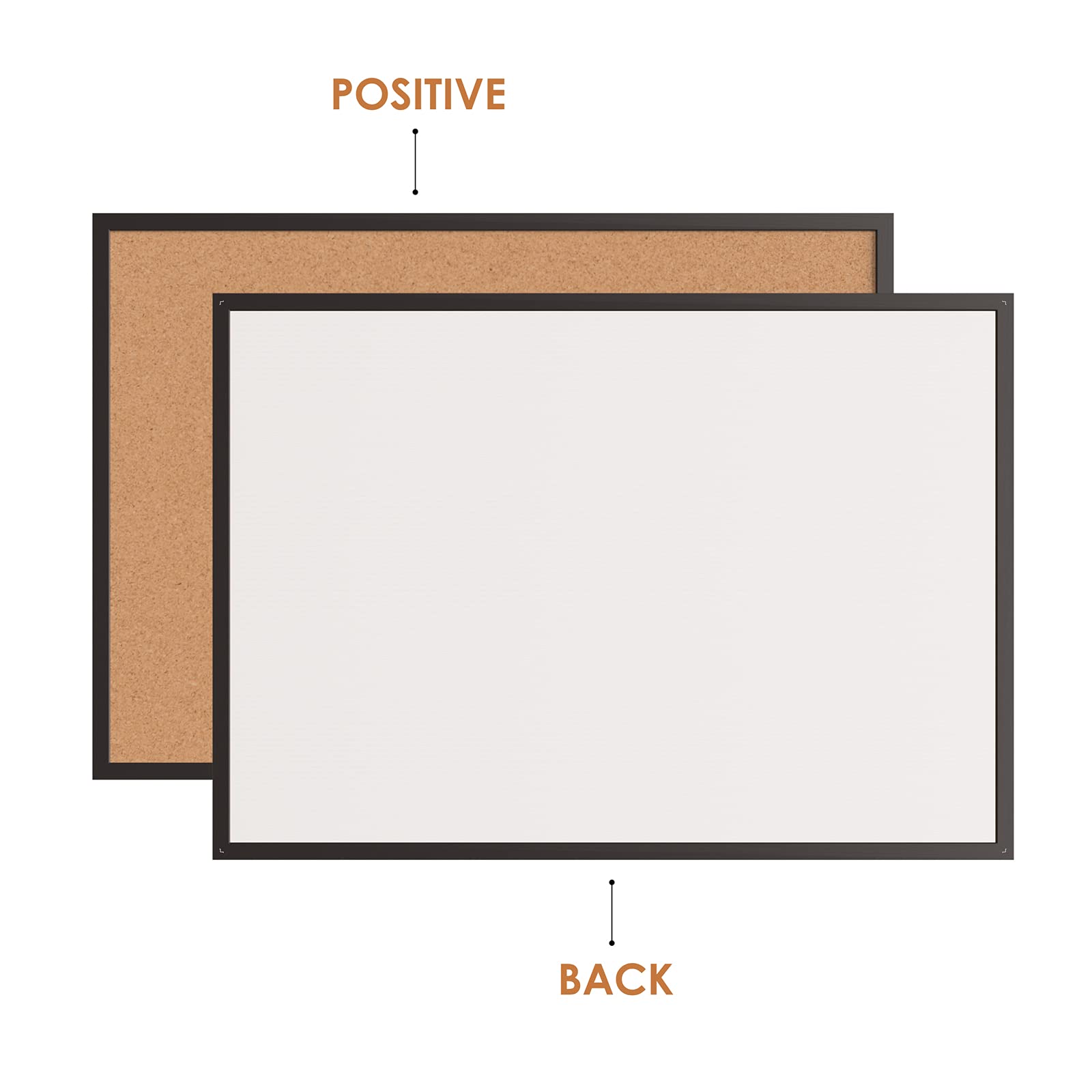 Board2by Cork Board Bulletin Board 36 x 48, Black Wood Framed 4x3 Corkboard, Office Board for Wall Cork, Large Wall Mounted Notice Pin Board with 18 Push Pins for School, Home & Office
