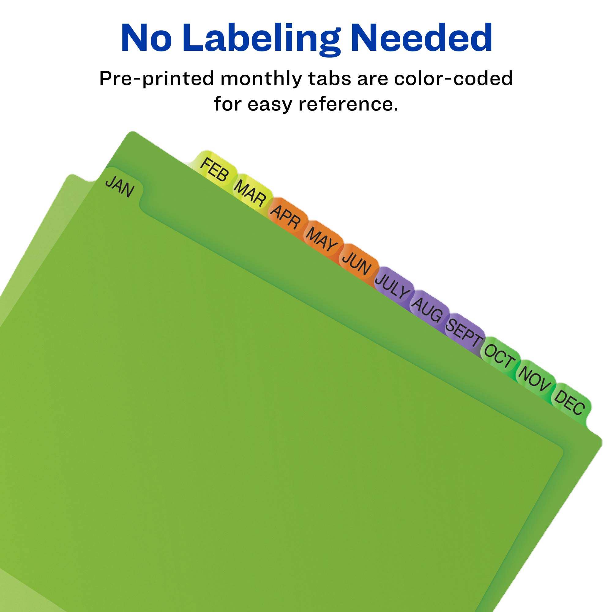 Avery 11331 Preprinted Plastic Tab Dividers, 12-Tab, Letter