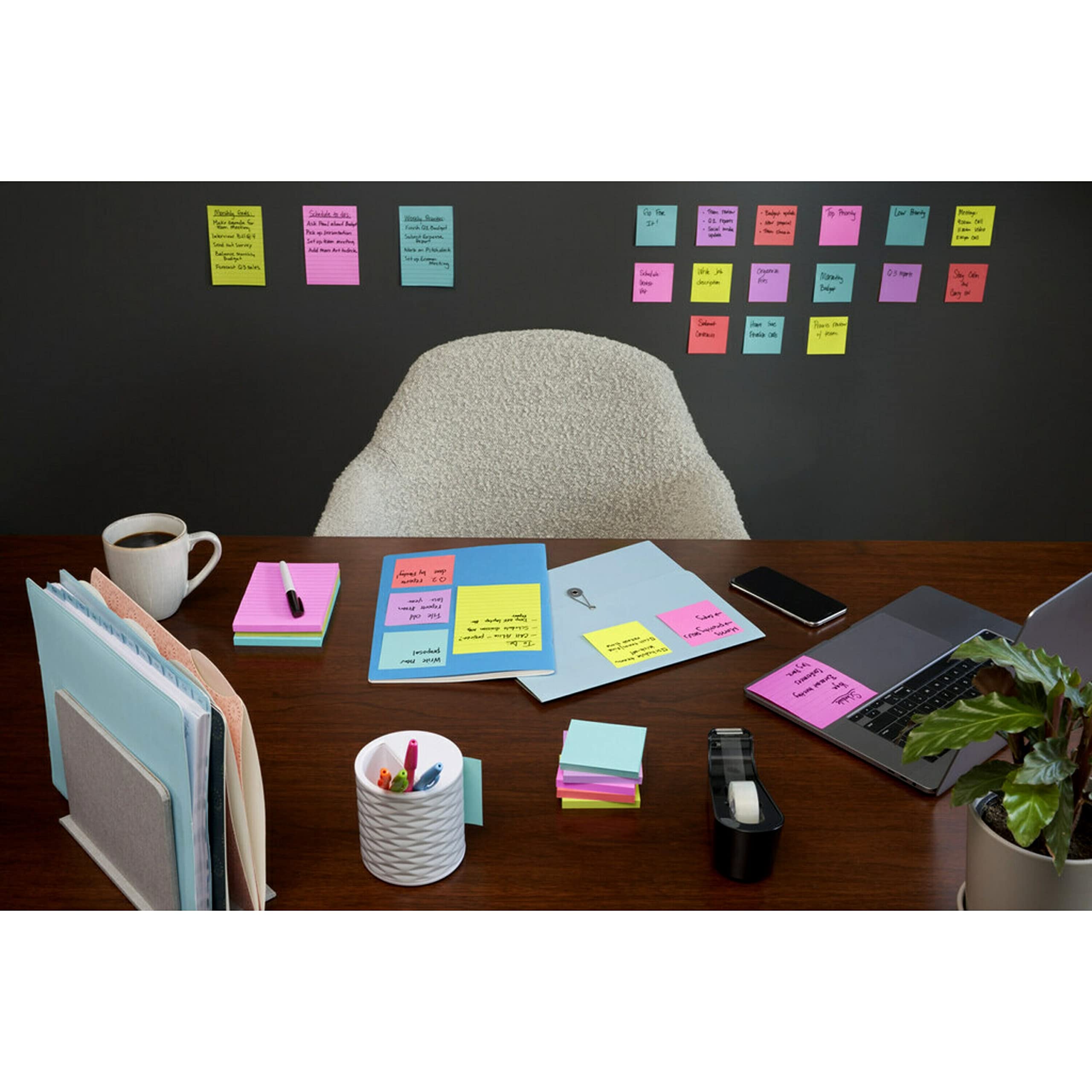 Post-it Super Sticky Notes, 3x3 in, 3 Pads, 2x the Sticking Power, Supernova Neons, Bright Colors, Recyclable (3321-SSMIA)