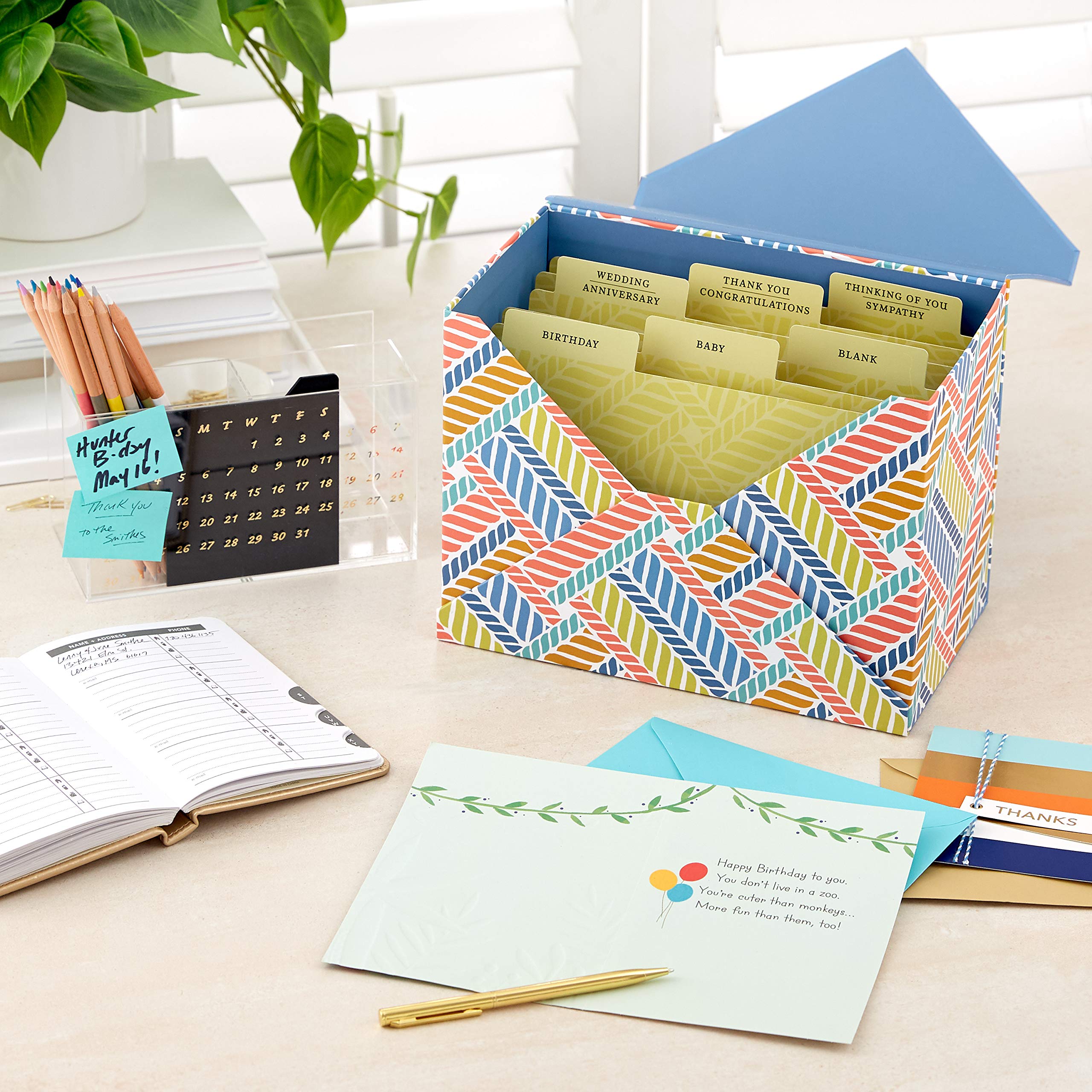 Hallmark Pack of 24 Handmade Assorted Boxed Greeting Cards, Herringbone Pattern—Birthday, Baby Shower, Wedding, Sympathy, Thinking of You, Thank You Cards