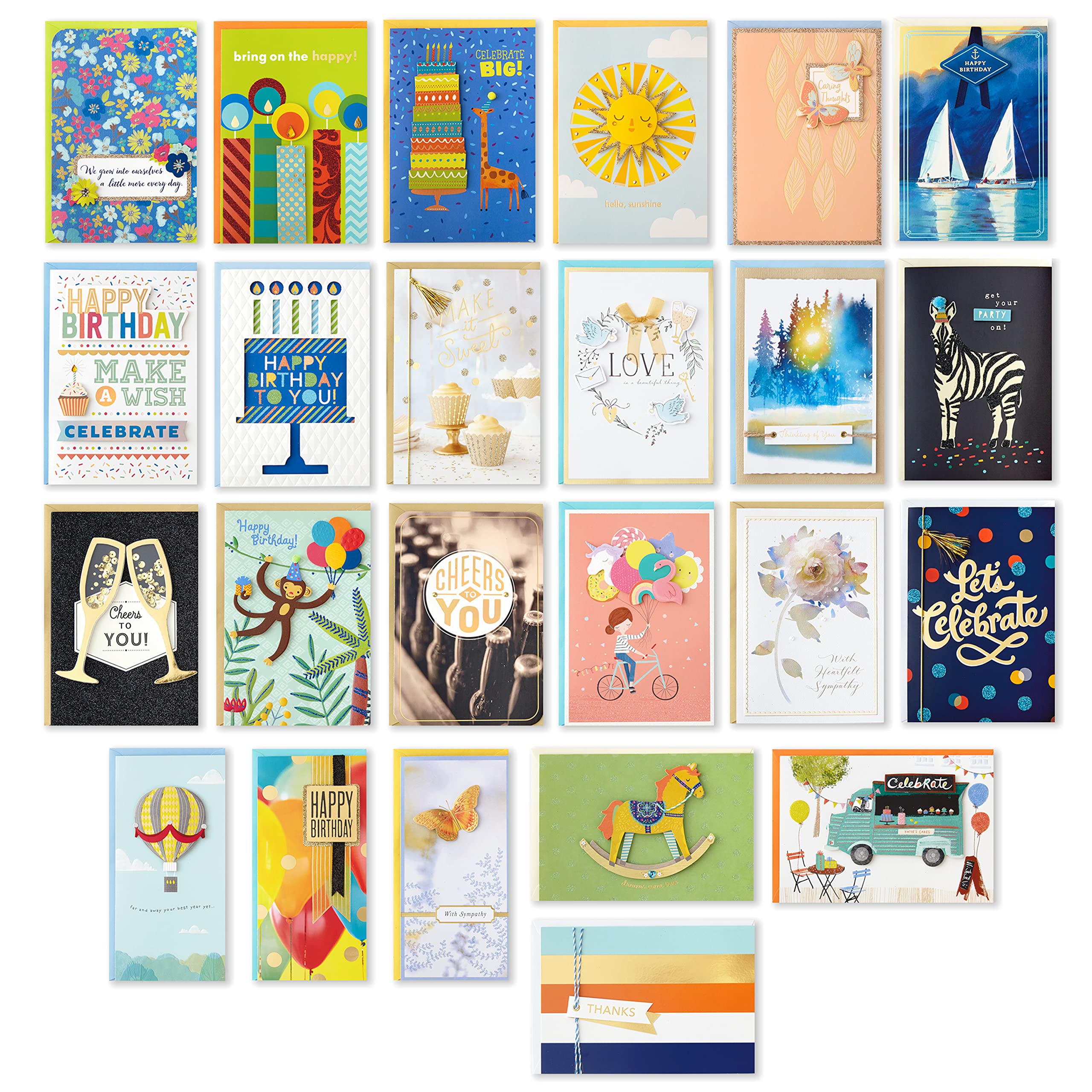 Hallmark Pack of 24 Handmade Assorted Boxed Greeting Cards, Herringbone Pattern—Birthday, Baby Shower, Wedding, Sympathy, Thinking of You, Thank You Cards