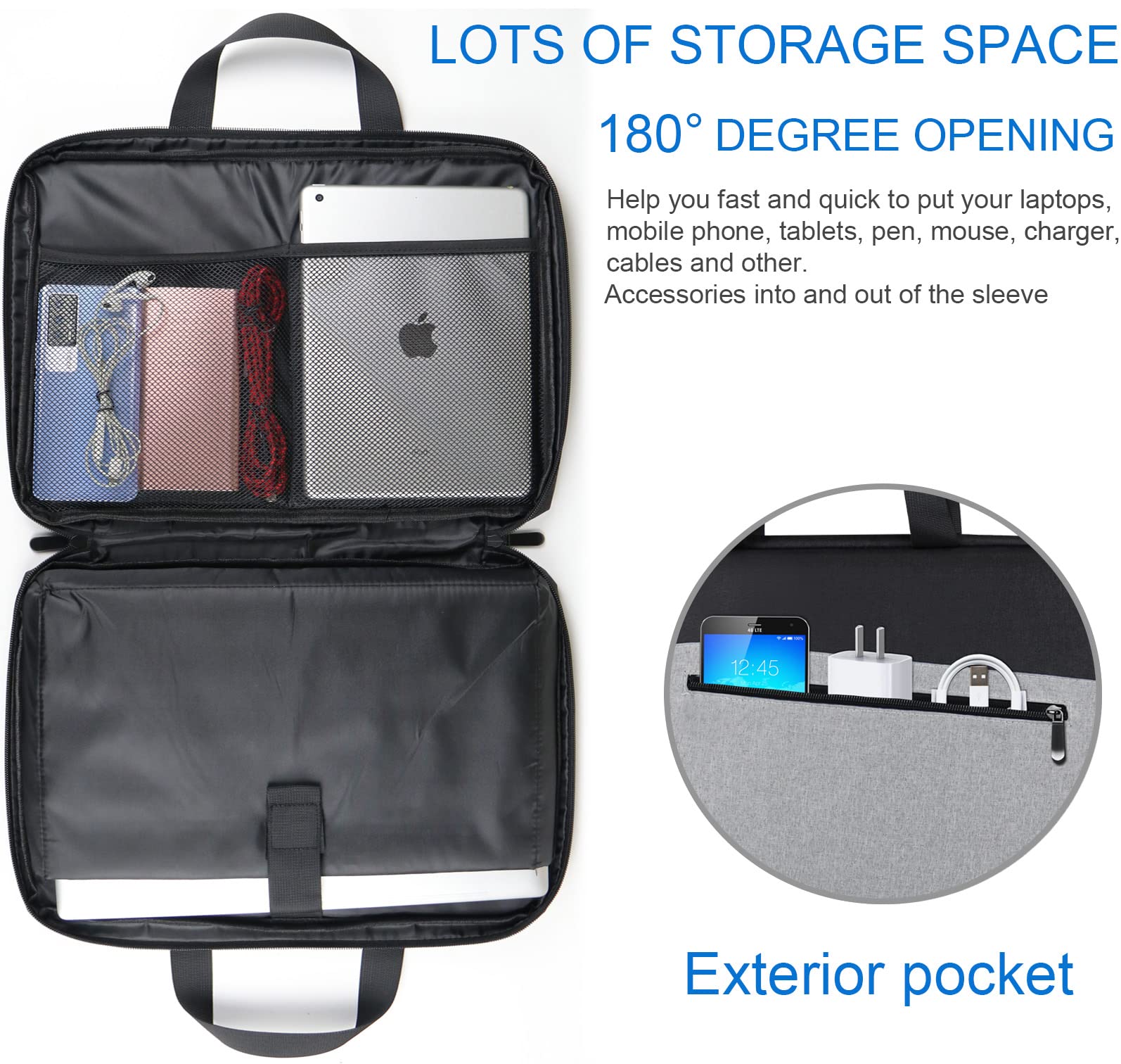 Laptop Case 15.6 Inch, Durable Shockproof Protective Laptop Sleeve, Water Resistant Computer Carrying Bag Briefcase Compatible with 15.6 inch HP, Dell, Acer, Asus, Lenovo, Notebook, Black/Grey