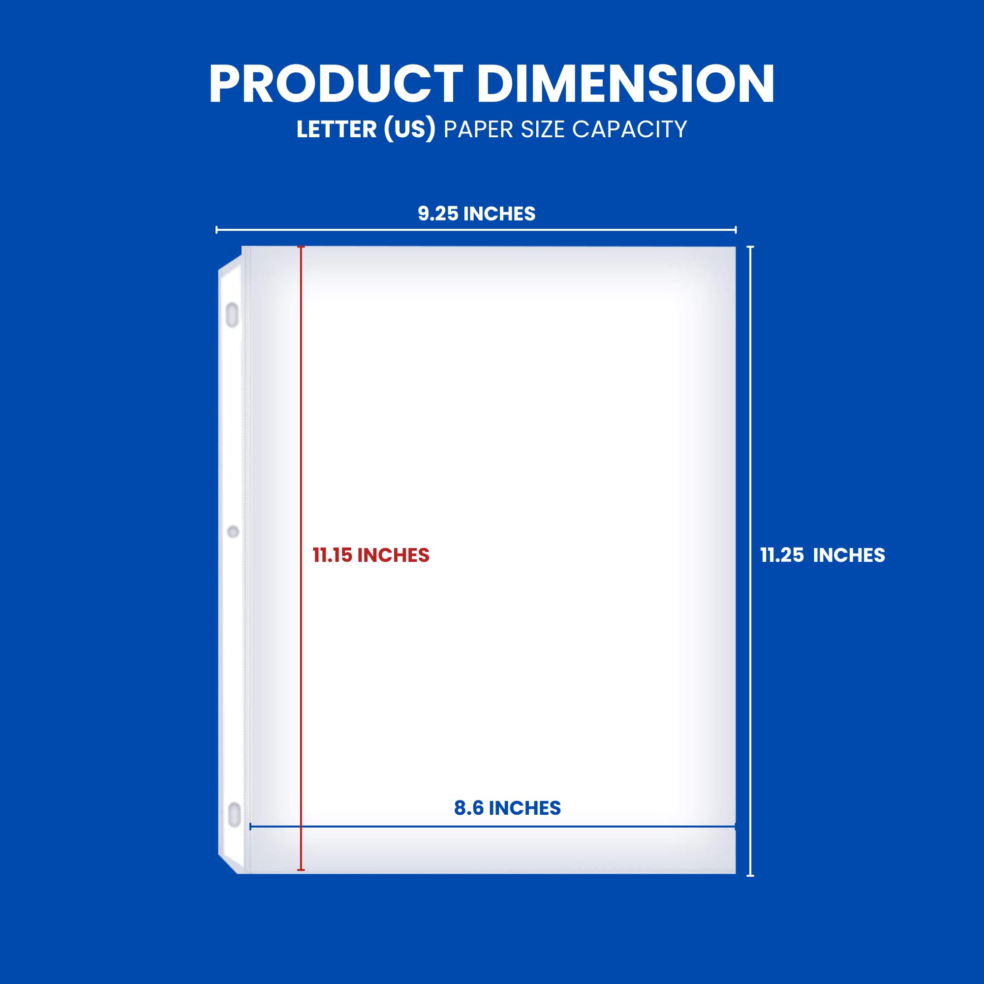 50 Sheet Protectors, Durable Clear Page Protectors 8.5 X 11 Inch for 3 Ring Binder, Plastic Sheet Sleeves, Durable Top Loading Paper Protector with Reinforced Holes, Archival Safe
