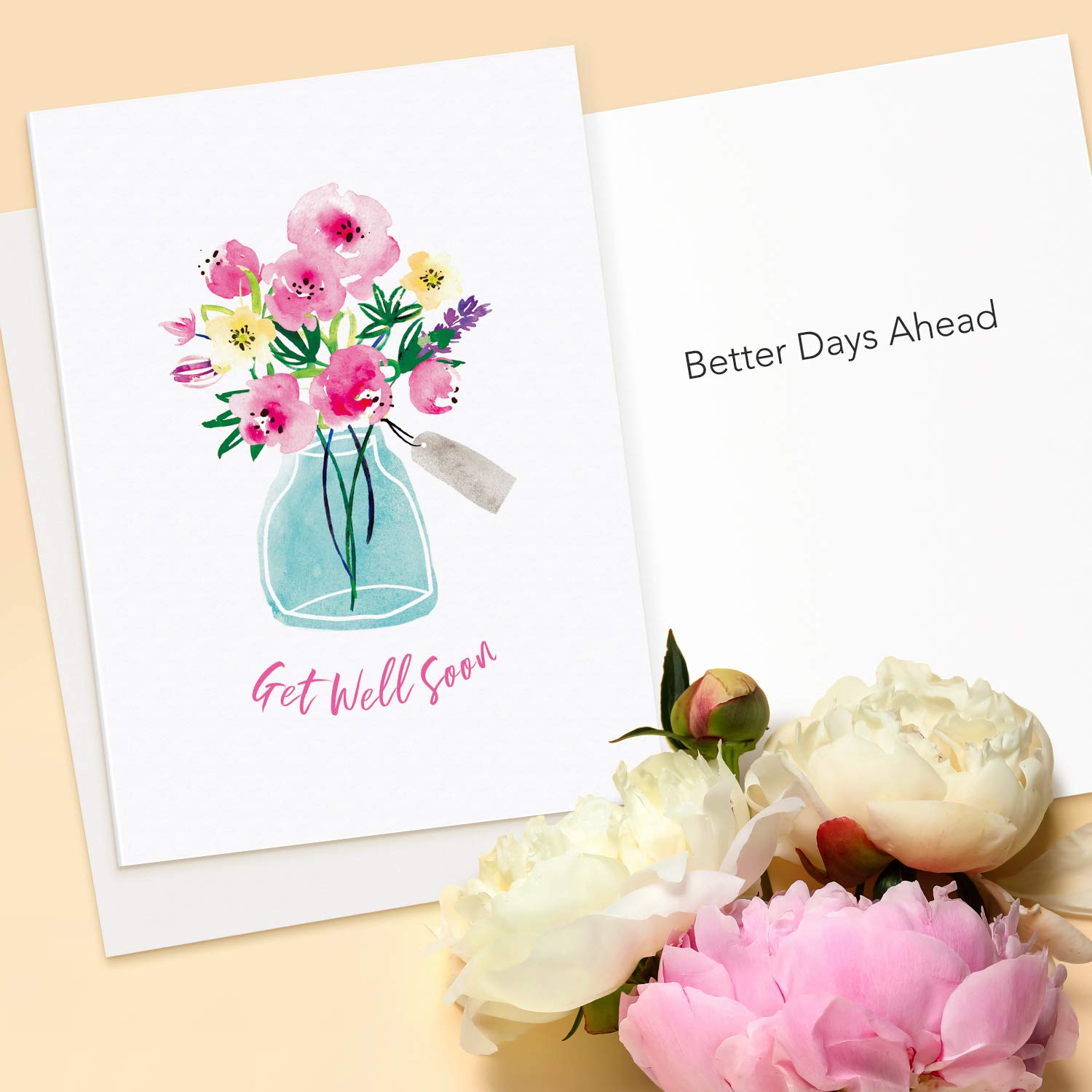 Sweetzer & Orange Bulk Get Well Cards With Envelopes. 24 Get Well Soon Card Assortment. 300gsm Note Cards and Envelopes (120gsm). Thick Greeting Cards and Envelopes, Feel Better Soon Cards.