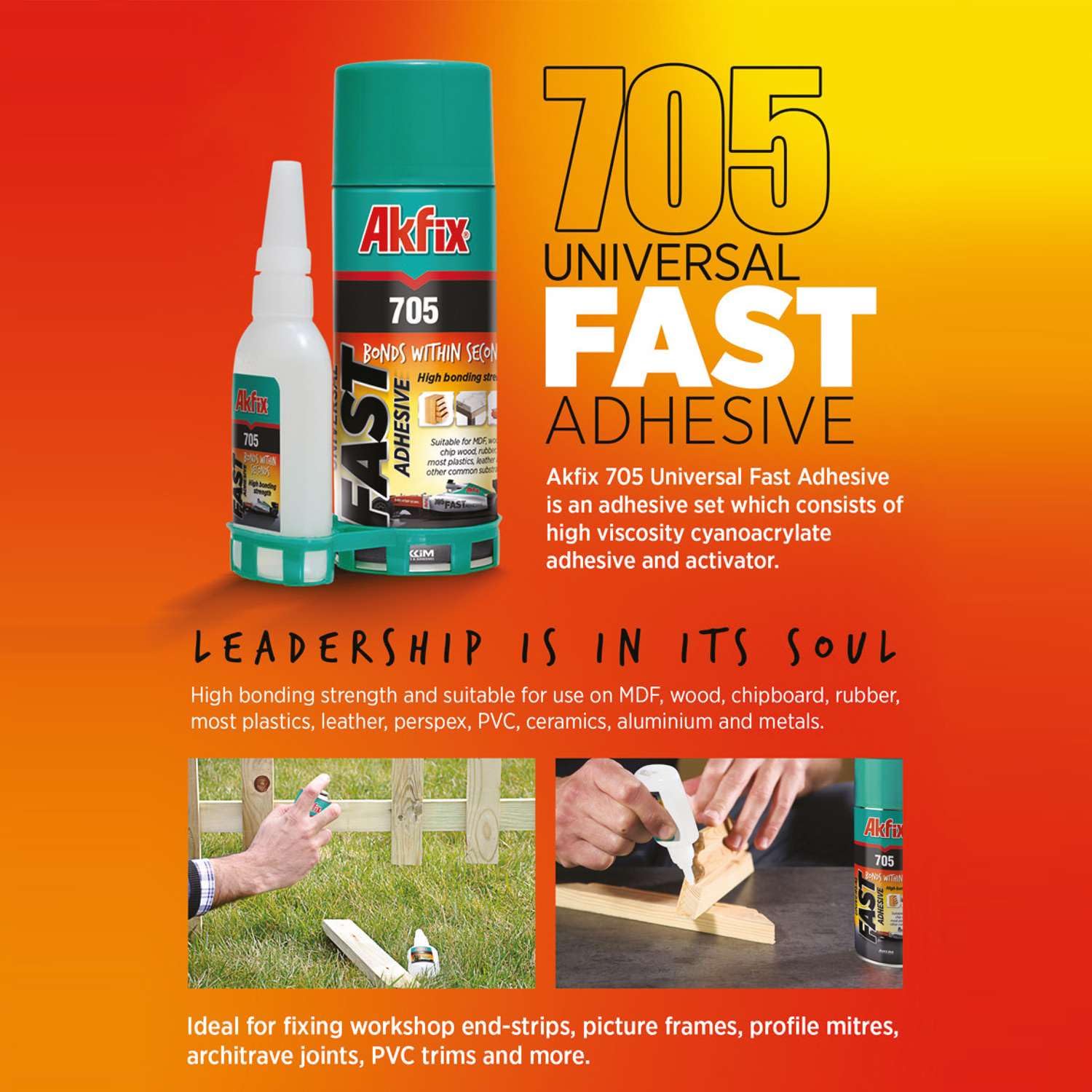 Akfix 705 Super CA Glue 2-Pack (2 X 1.76 oz) with Spray Activator (2 X 6.76 floz). Wood, Metal, Plastic, Leather, Crafts. Clear CA Glues