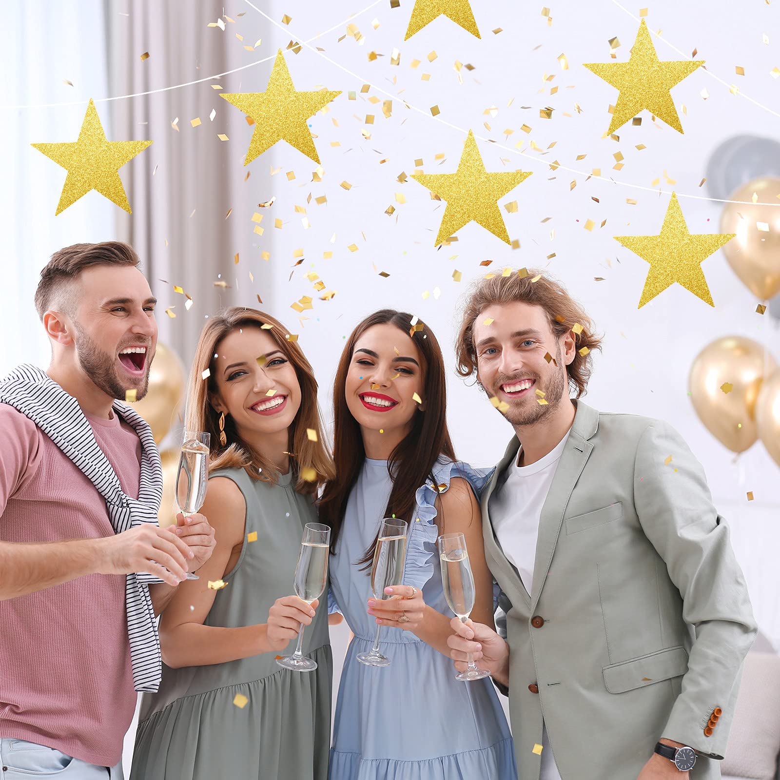 80 Pieces Glitter Star Cutouts Paper Star Confetti Cutouts for Bulletin Board Classroom Wall Party Decoration Supply, 6 Inches Length (Gold)