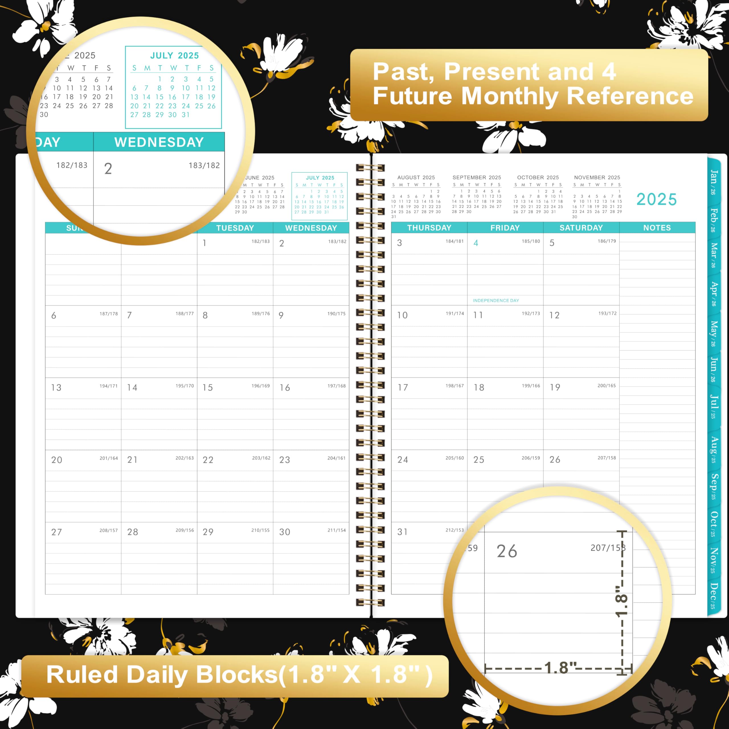 2023-2024 Monthly Planner - 18-Monthly Planner from January 2023 - June 2024, Monthly Planner 2023-2024 with Tabs, 9"x 11" Calendar Planner with Pocket, Contacts, Passwords Pages