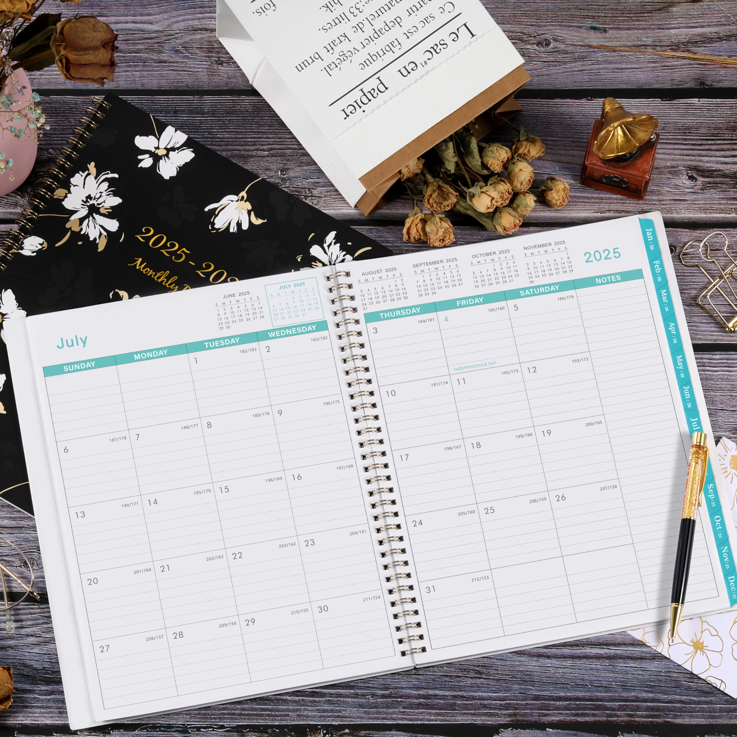 2023-2024 Monthly Planner - 18-Monthly Planner from January 2023 - June 2024, Monthly Planner 2023-2024 with Tabs, 9"x 11" Calendar Planner with Pocket, Contacts, Passwords Pages