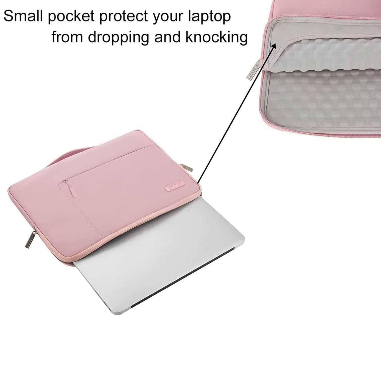MOSISO Laptop Sleeve Compatible with MacBook Air/Pro, 13-13.3 inch Notebook, Compatible with MacBook Pro 14 inch 2023-2021 A2779 M2 A2442 M1, Polyester Multifunctional Briefcase Bag, Pink