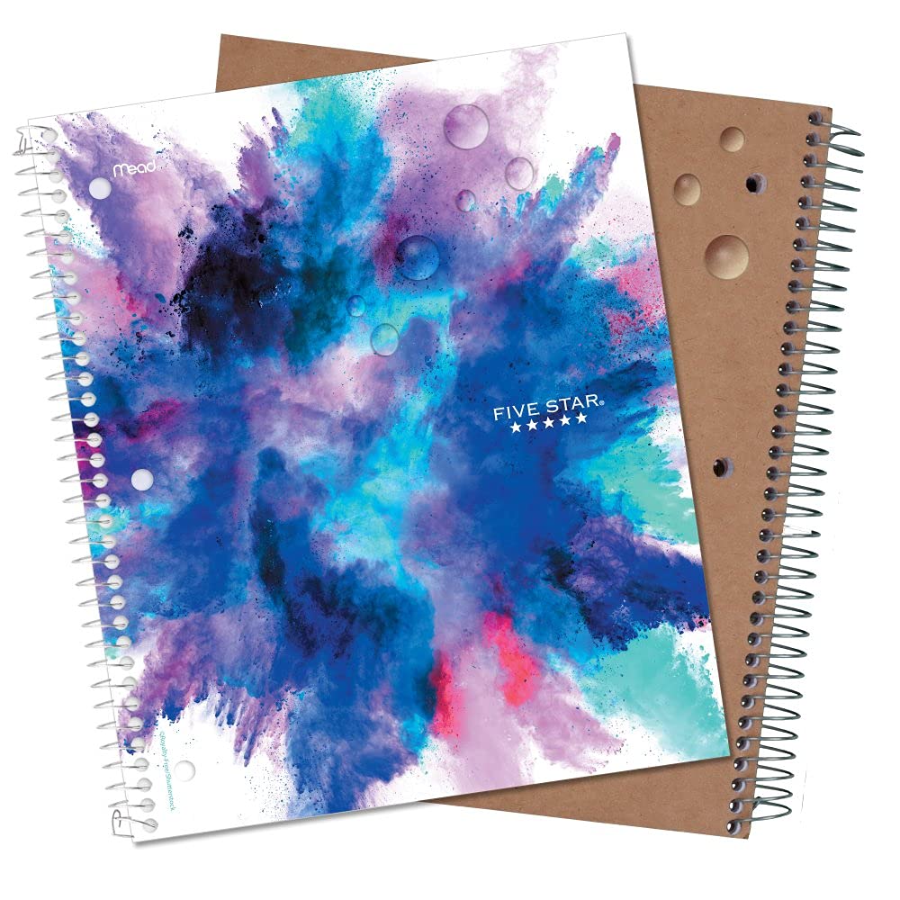 Five Star Spiral Notebooks, 1 Subject, College Ruled, 11" x 8-1/2", Cute Designs Bright Colors, 3 Pack, Design May Vary.