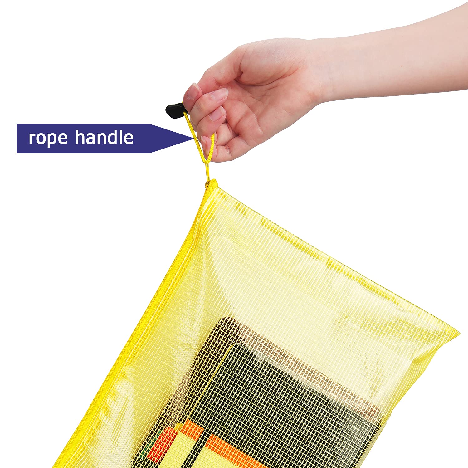 6 Pack Mesh Zipper Pouch Document Bag Waterproof Zip File Folders for School Office Supplies Travel Storage Bags (Colorful)