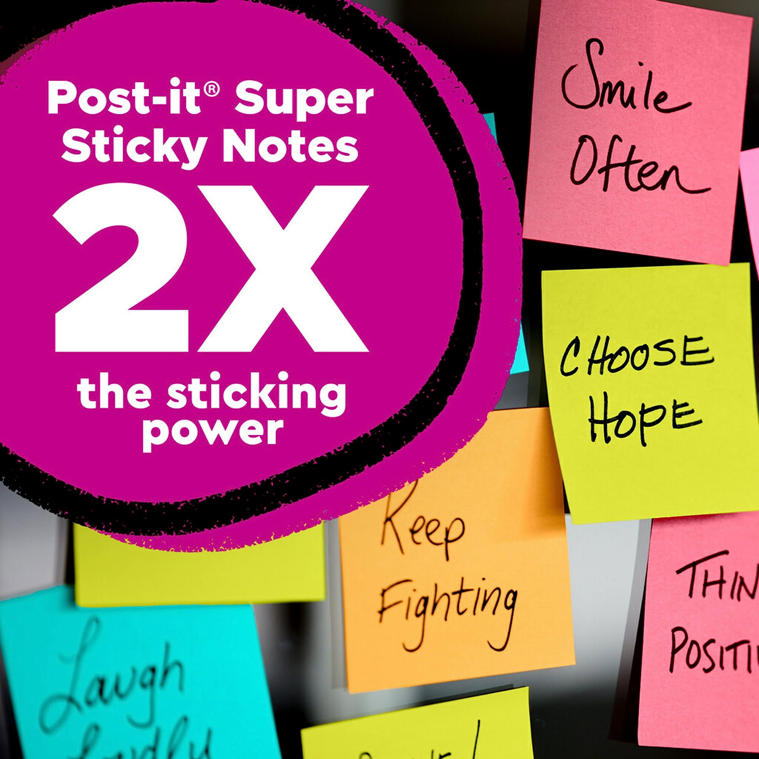 Post-it Super Sticky Notes, 3x3 in, 5 Pads, 2x the Sticking Power, Purple Iris, Recyclable (654-5SSCG)