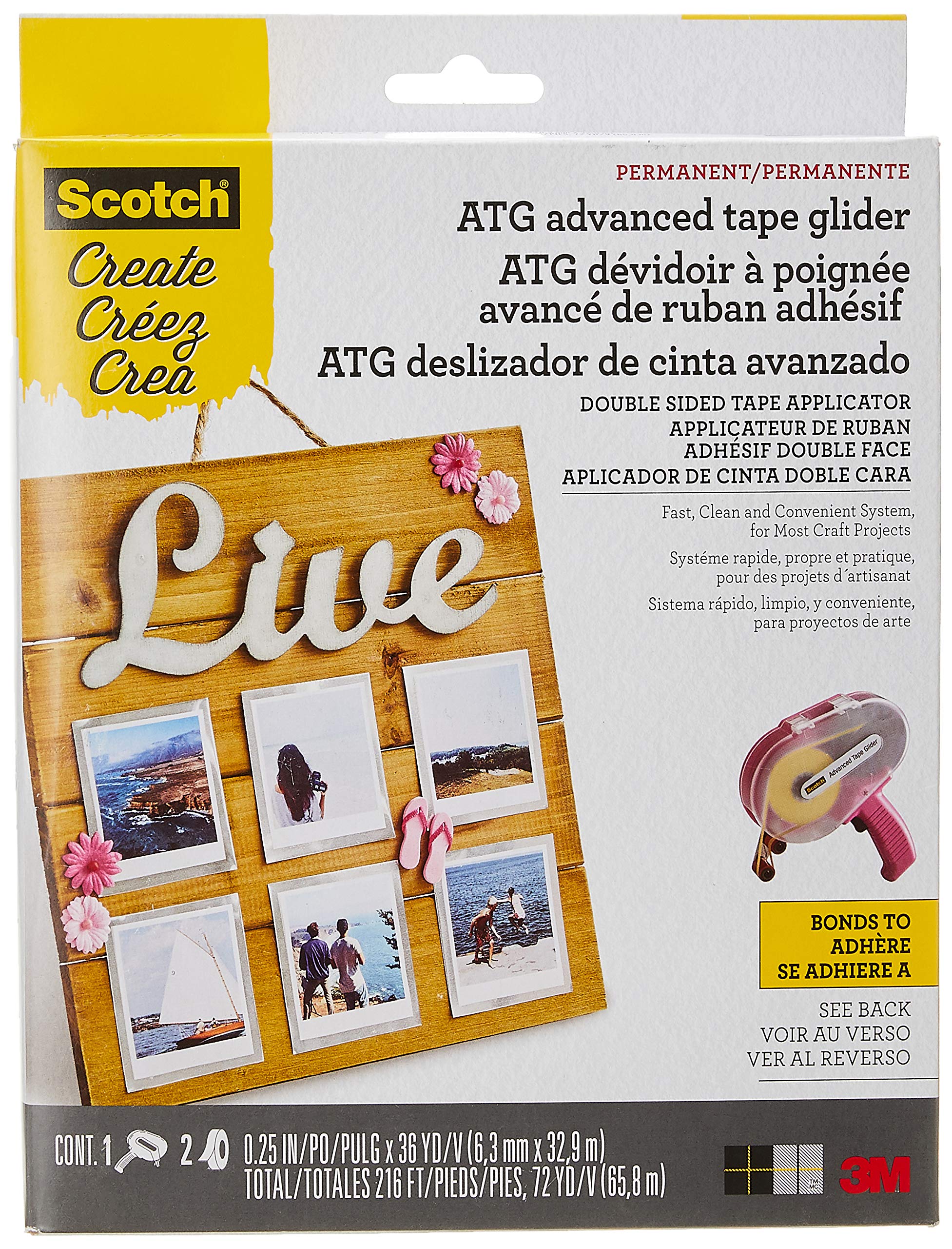 Scotch Advanced Tape Glider, Pink Applicator with 2 Rolls of 1/4 intape, Cat #085, 1 kit/Carton