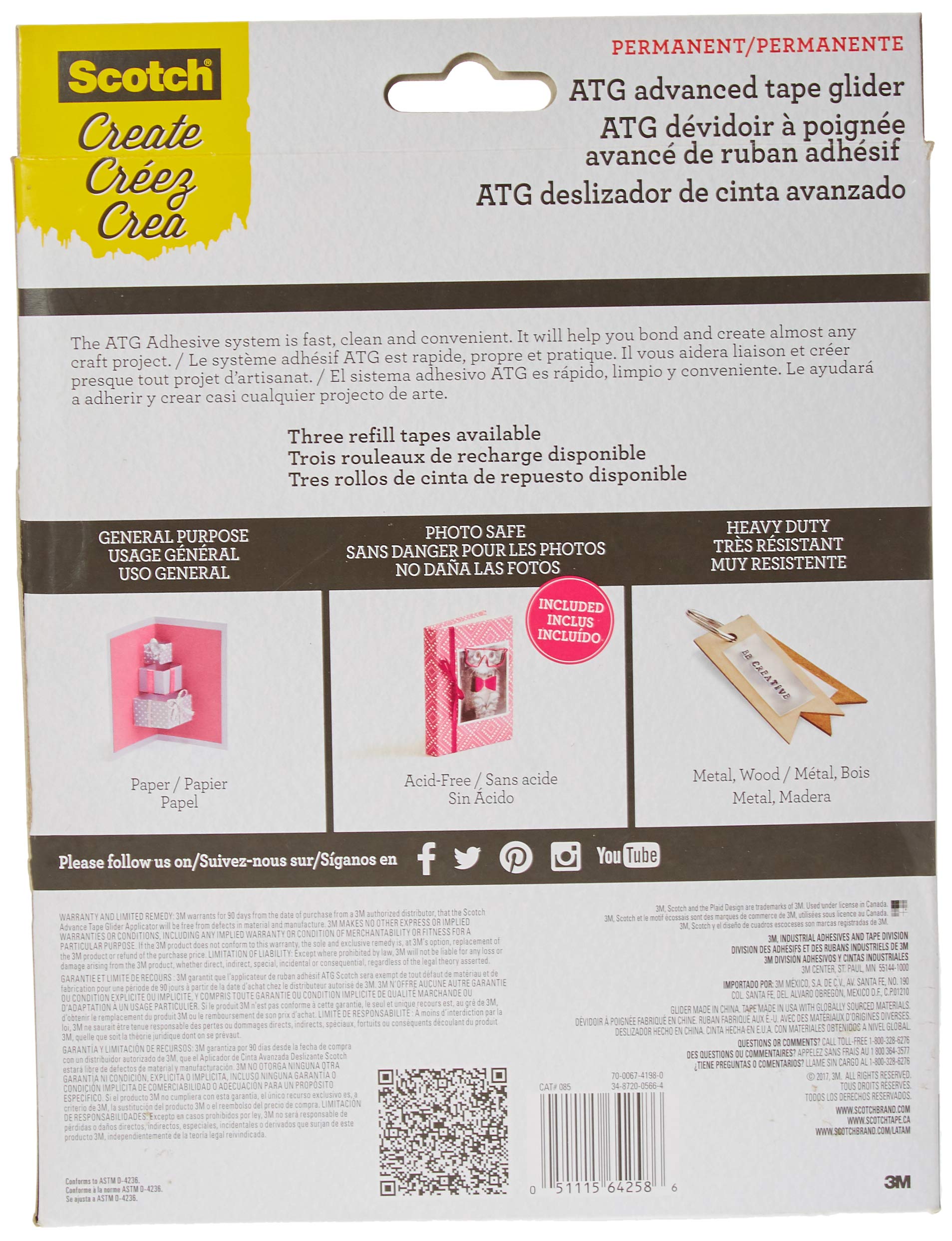 Scotch Advanced Tape Glider, Pink Applicator with 2 Rolls of 1/4 intape, Cat #085, 1 kit/Carton