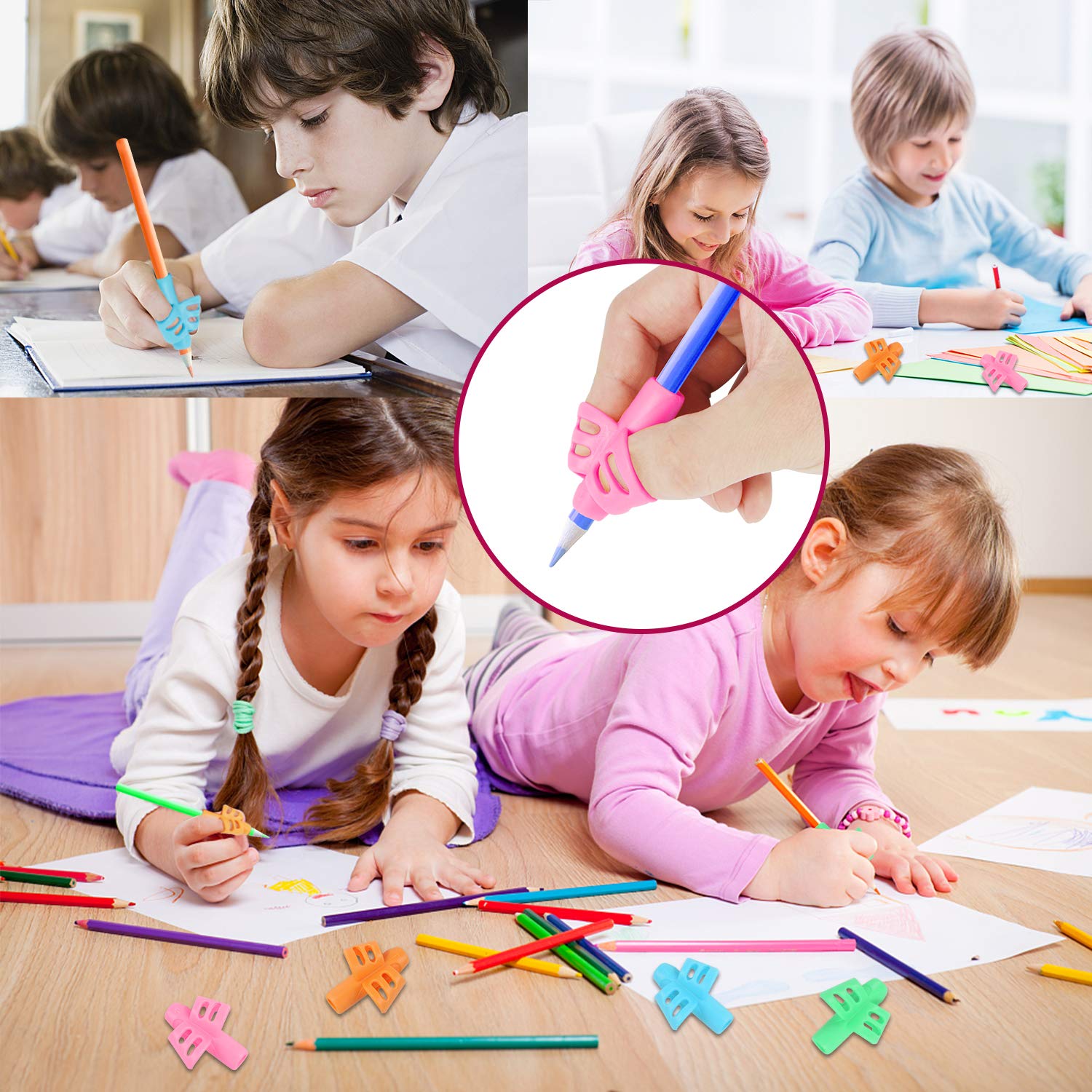16 Pack Pencil Grips for Kids Handwriting, Pencil Holder for Kids, Handwriting Grip, Ergonomic Training Pencil Grips, Writing Tool for Toddlers, Preschoolers, Children