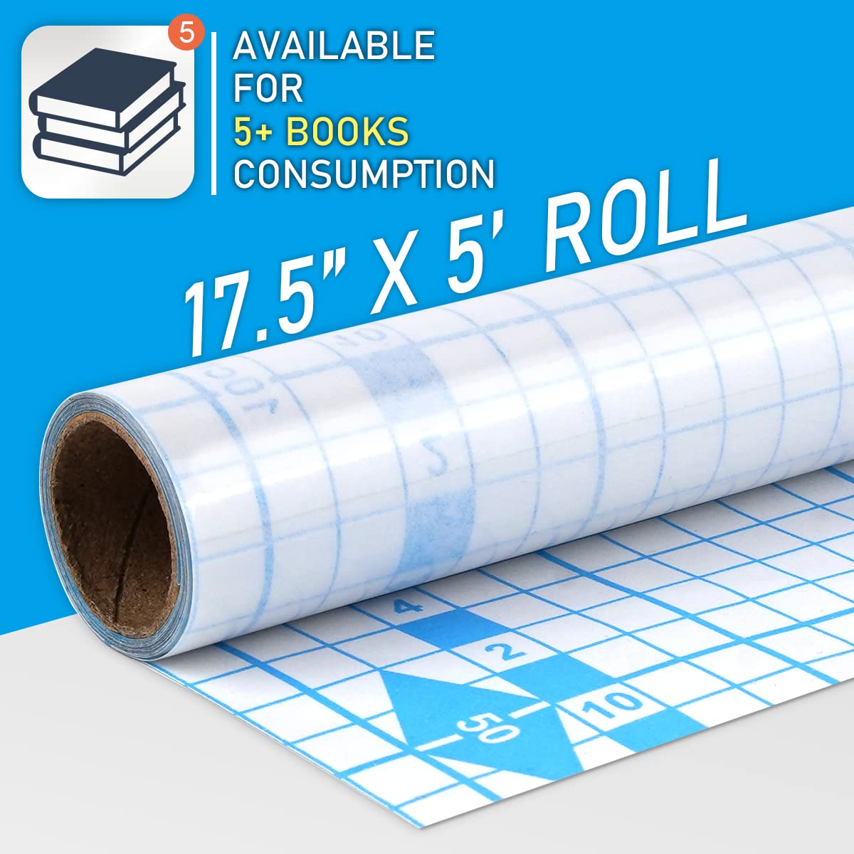 Clear Contact Paper Roll for Books, Clear Self Adhesive Book Cover Paper Protector, 17.5 in x 5 ft Roll