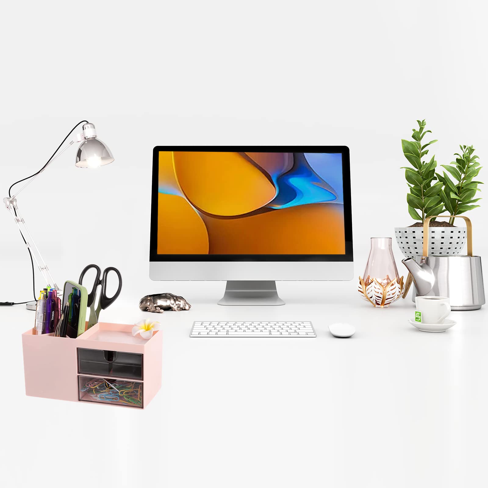 XDRELEC Pen Holder, Office Desk Organizer, and Accessories,Multi-Functional Pencil Cup, Pencil Holder for Desk ,Pen Organizer,Desktop Stationary Organizer,Office Organization and Storage (Pink)