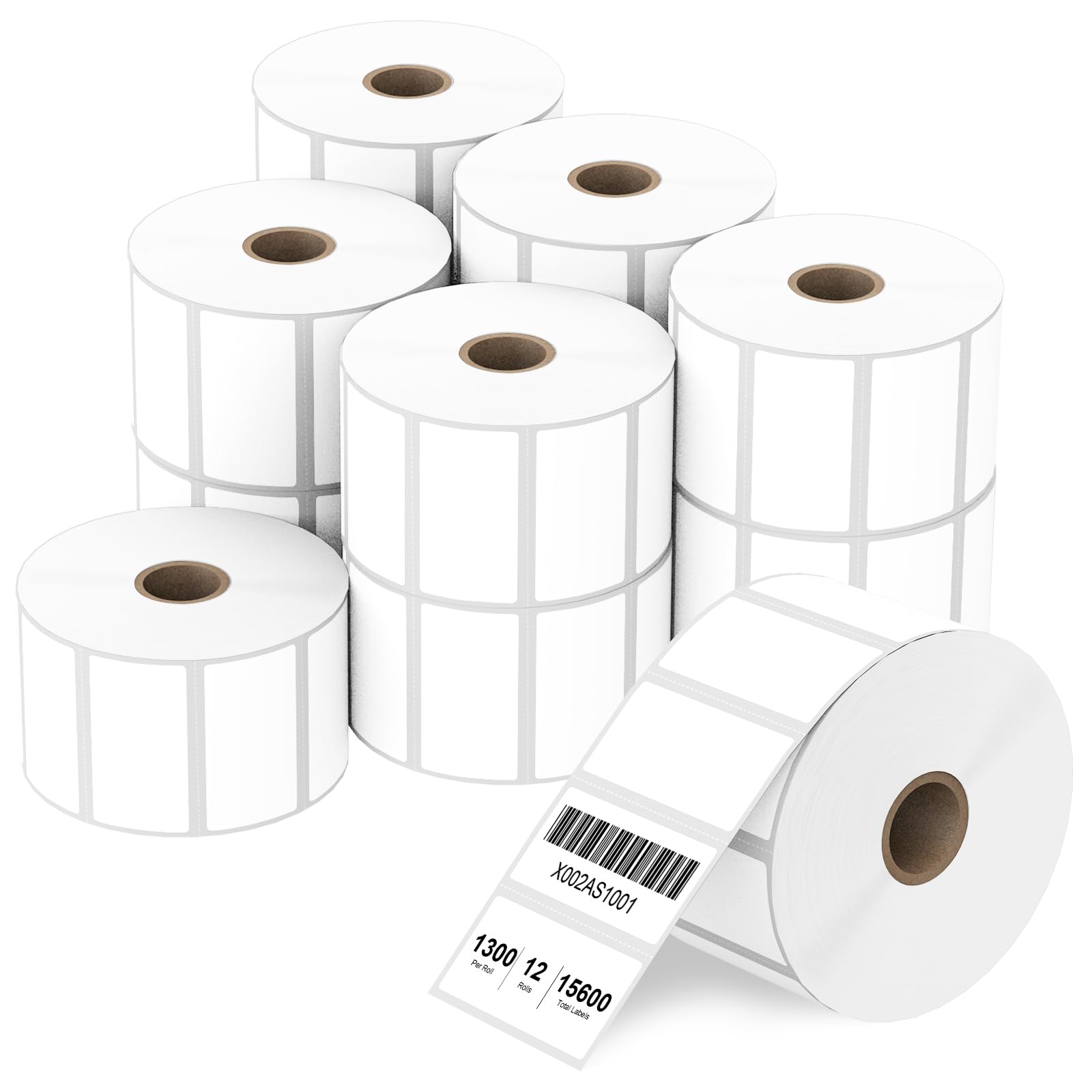Anylabel Compatible 2" x 1" Direct Thermal Labels Replacement for Barcodes Postage Address Shipping Compatible with Rollo & Zebra Desktop Printers Adhesive & Perforated (12 Rolls, 1300 Labels/Roll)