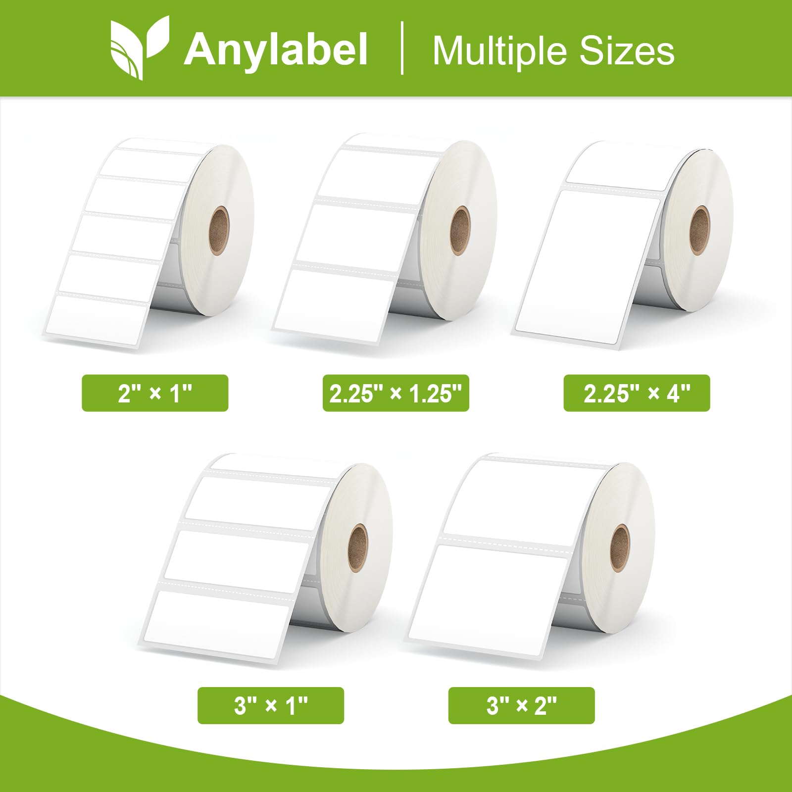 Anylabel Compatible 2" x 1" Direct Thermal Labels Replacement for Barcodes Postage Address Shipping Compatible with Rollo & Zebra Desktop Printers Adhesive & Perforated (12 Rolls, 1300 Labels/Roll)