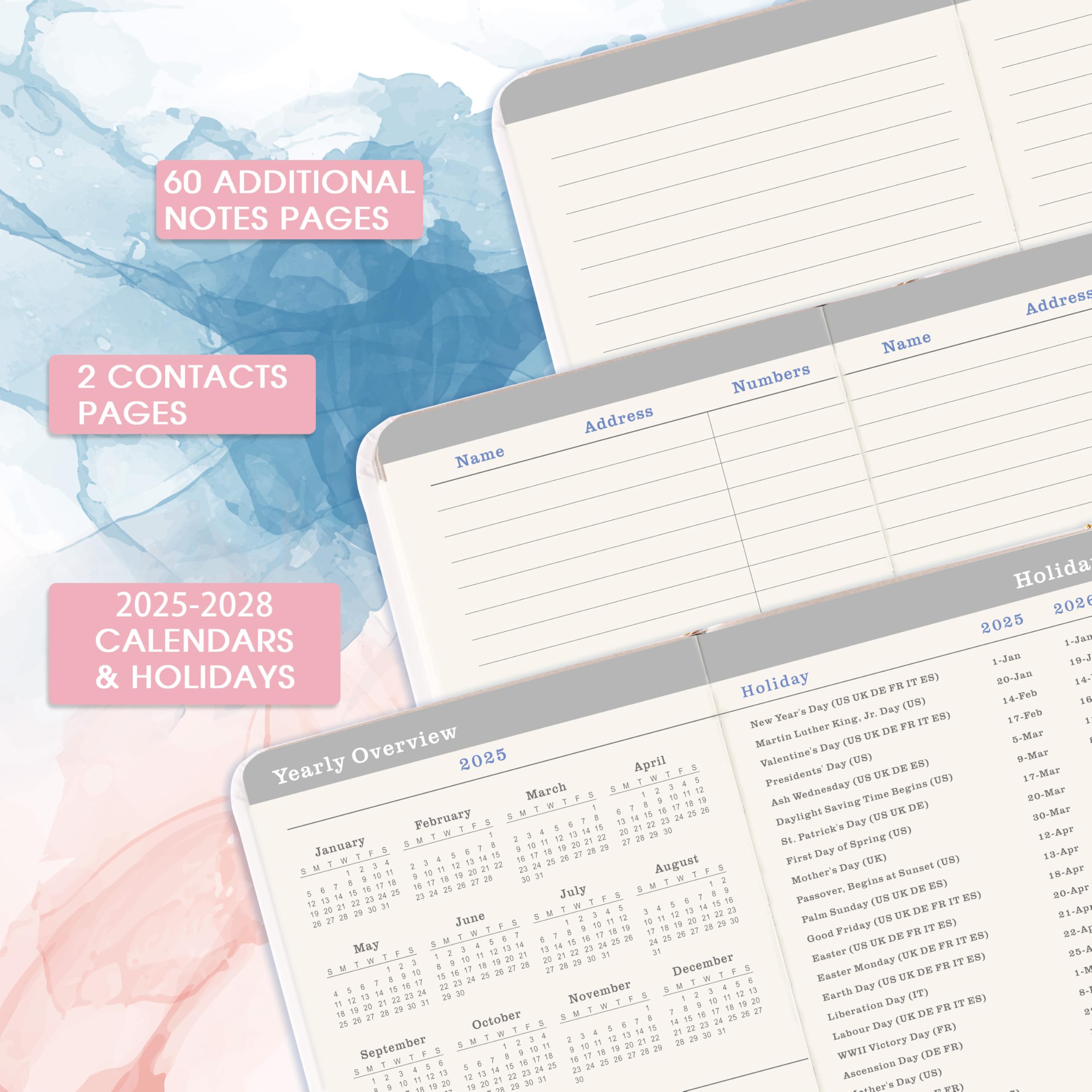 2023-2025 Pocket Planner/Calendar - Monthly Pocket Planner/Calendar 2023-2025, 36 Months from Jan. 2023 to Dec. 2025, 6.3" x 3.7",Pocket Planner with Pen Hold, Inner Pocket and 63 Notes Pages