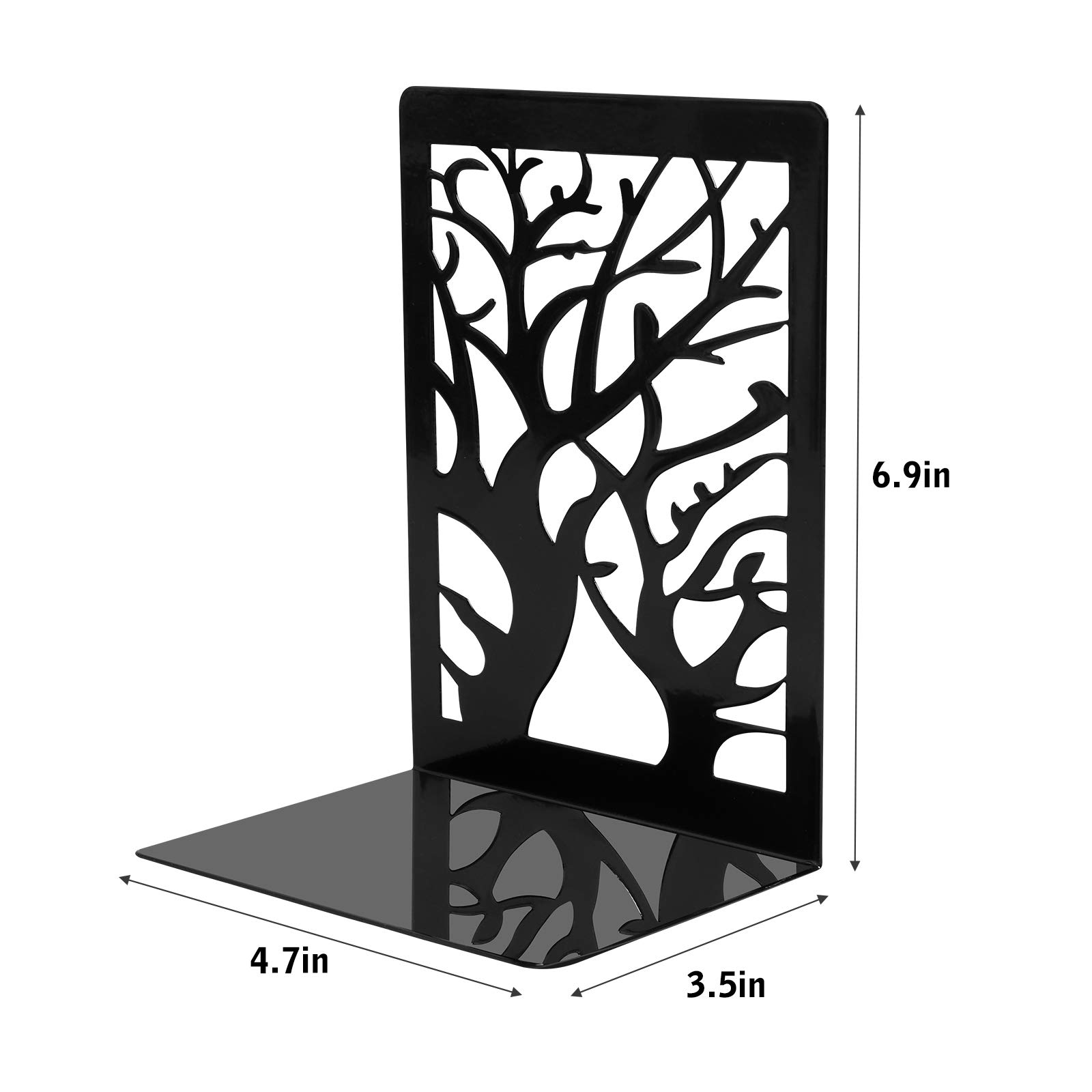 Jekkis Book Ends for Shelves, Decorative Book Shelf Holder, Black 2 Pairs, Non Skid Book Stoppers