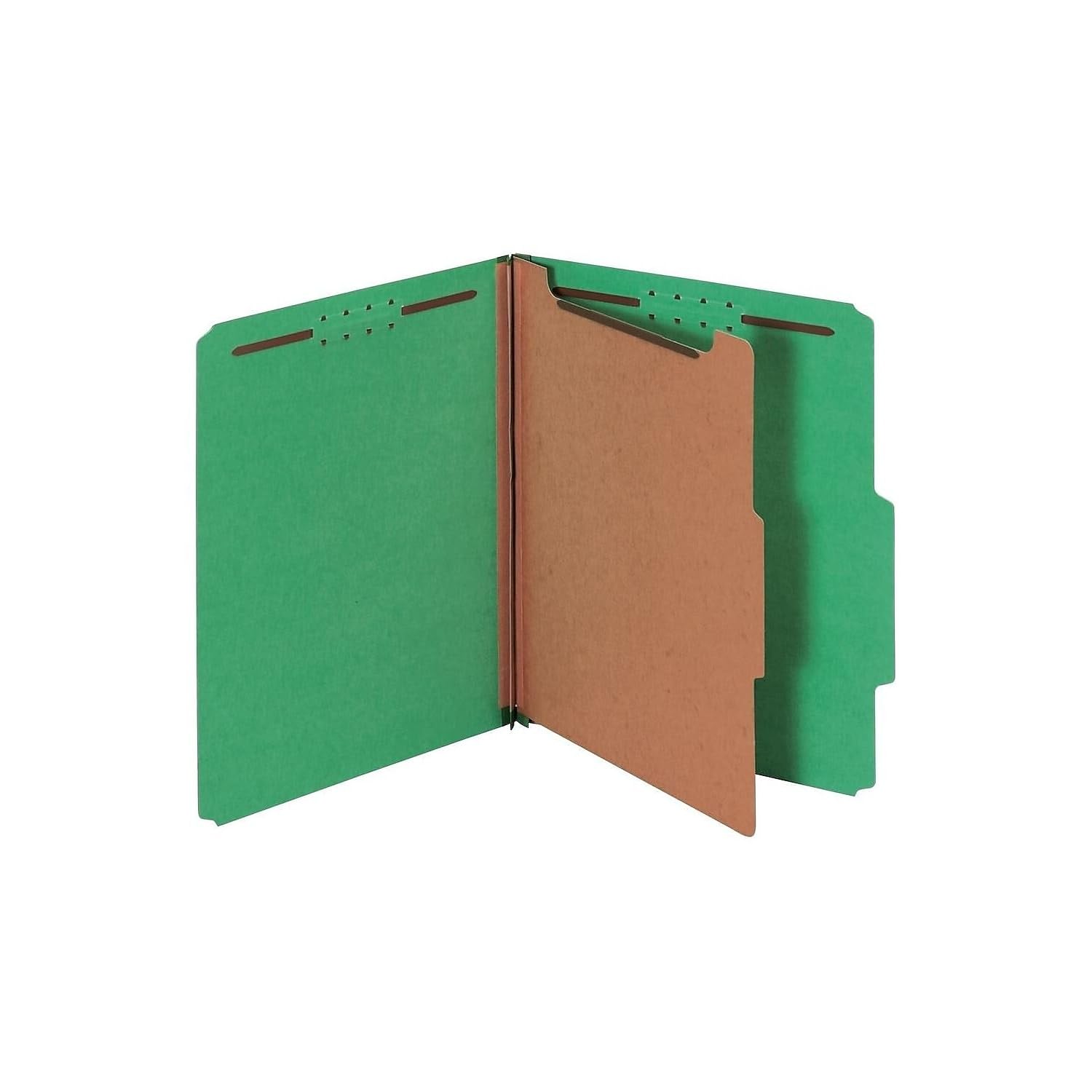 Pendaflex® Classification Folders, 1 Divider, 2" Fasteners, Letter, Dark Green, 10/Box (23733P)