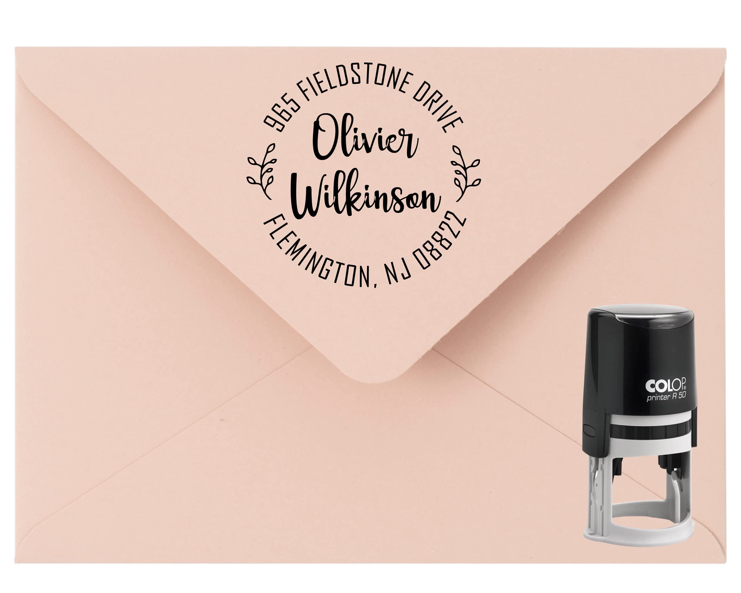 Custom Address Stamp, Self-Inking Round Monogram Address Stamp, Personalized Address Stamp